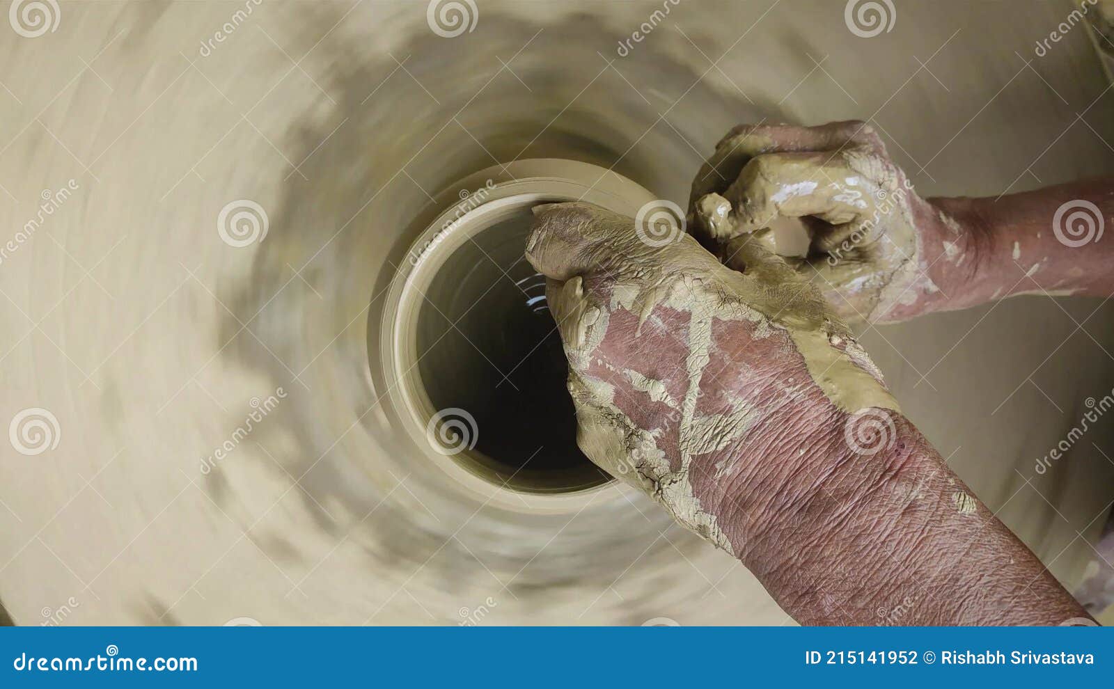 Potter Making Clay Vessel with Hands with the Help of Sticks Stock ...