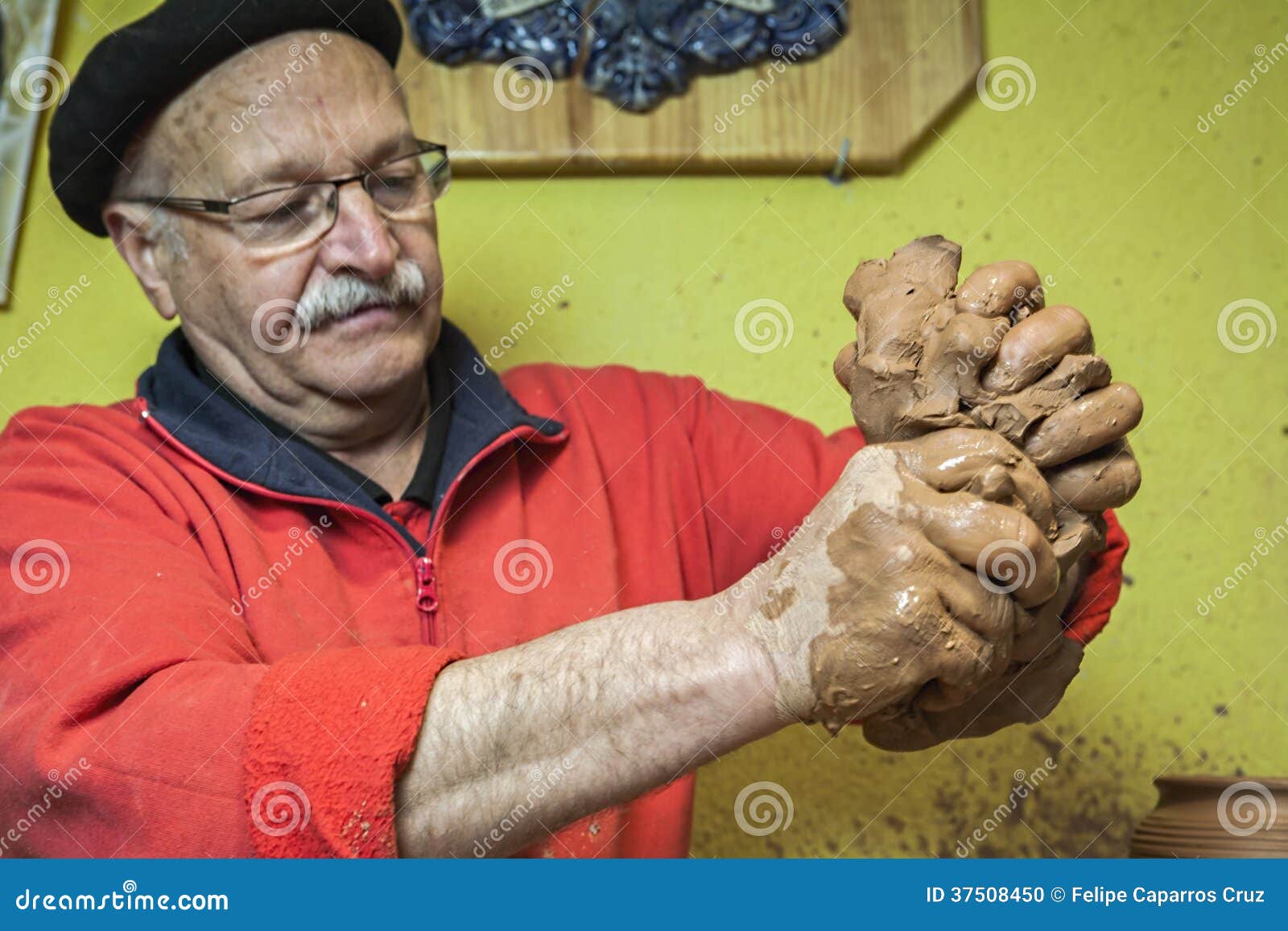 Potter Preparing a Piece of Clay To Start Working Editorial Image ...