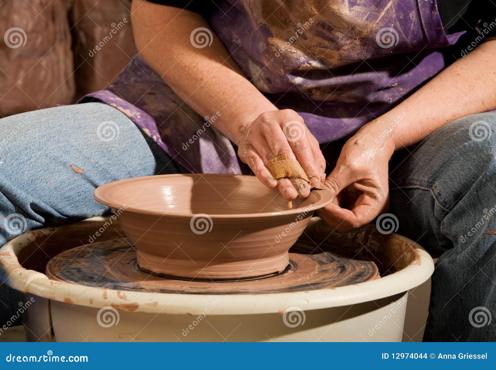 Potter Shaping Clay stock photo. Image of smock, hand - 12974044