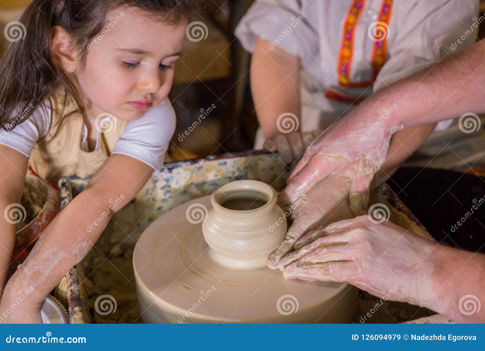 Potter Showing How To Work with Ceramic in Pottery Studio Stock Image ...