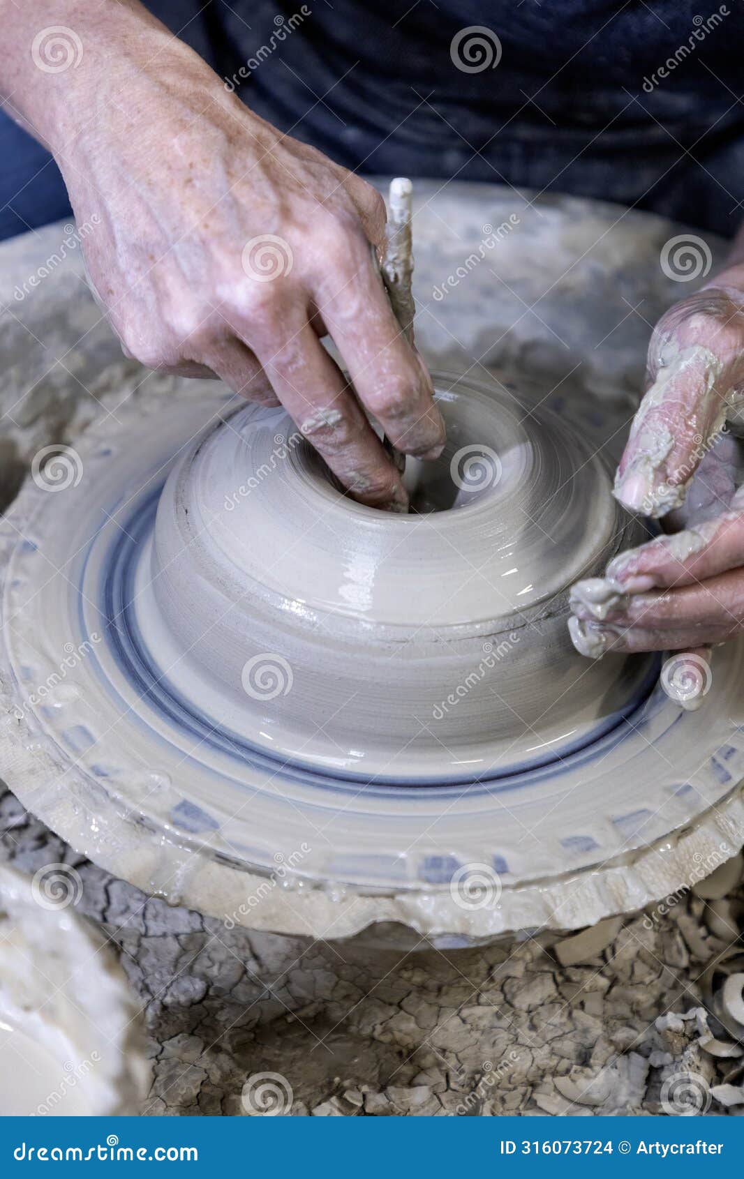 A Potter Throwing a Plate on a Wheel Showing Hands only Stock Photo ...
