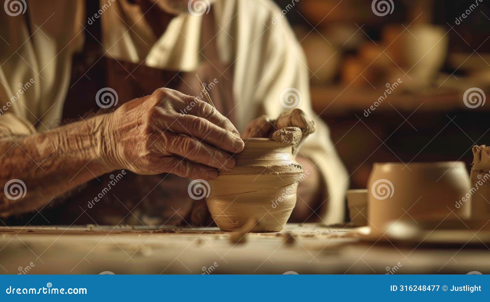 A Potter Using an Advanced Taping Technique To Create Precise Lines and ...