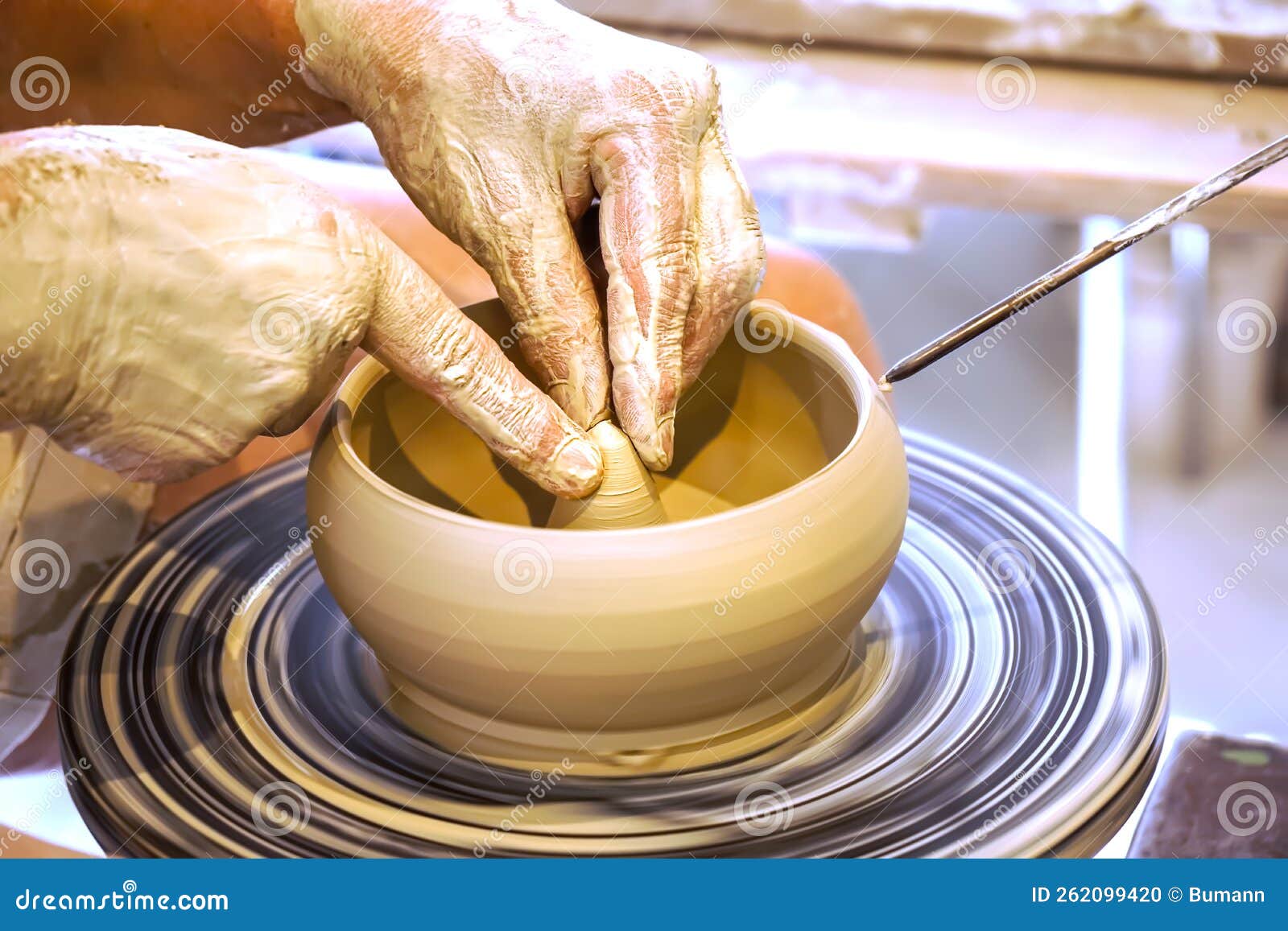 Potter at Work in the Pottery Workshop Stock Photo - Image of wheel ...