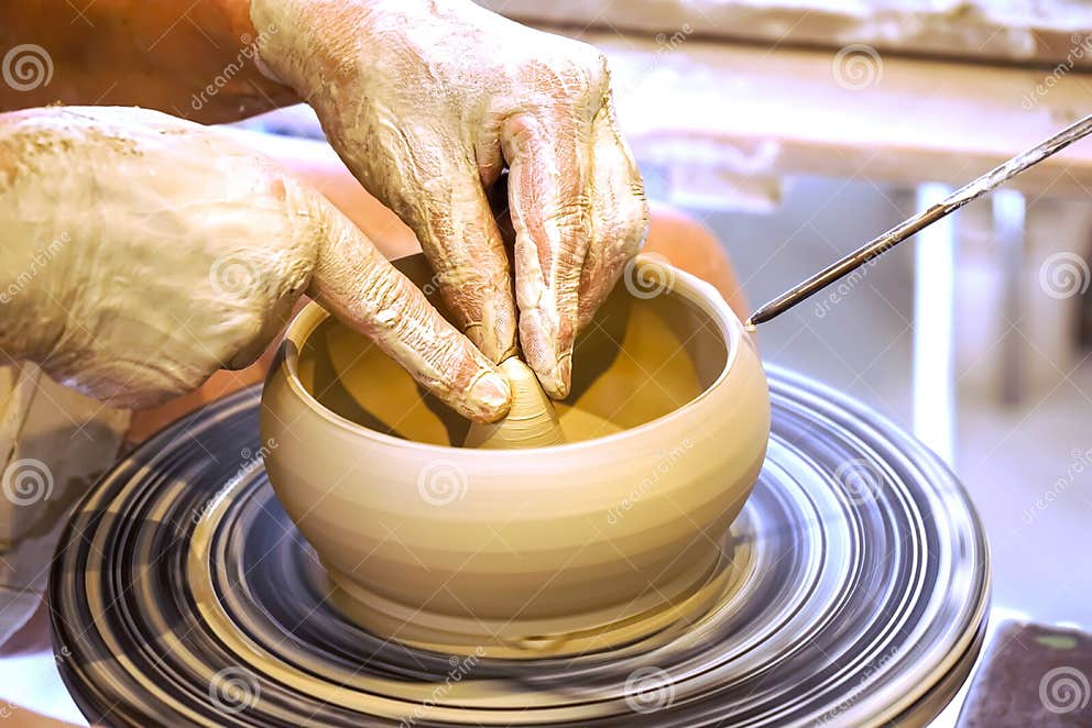 Potter at Work in the Pottery Workshop Stock Photo - Image of wheel ...