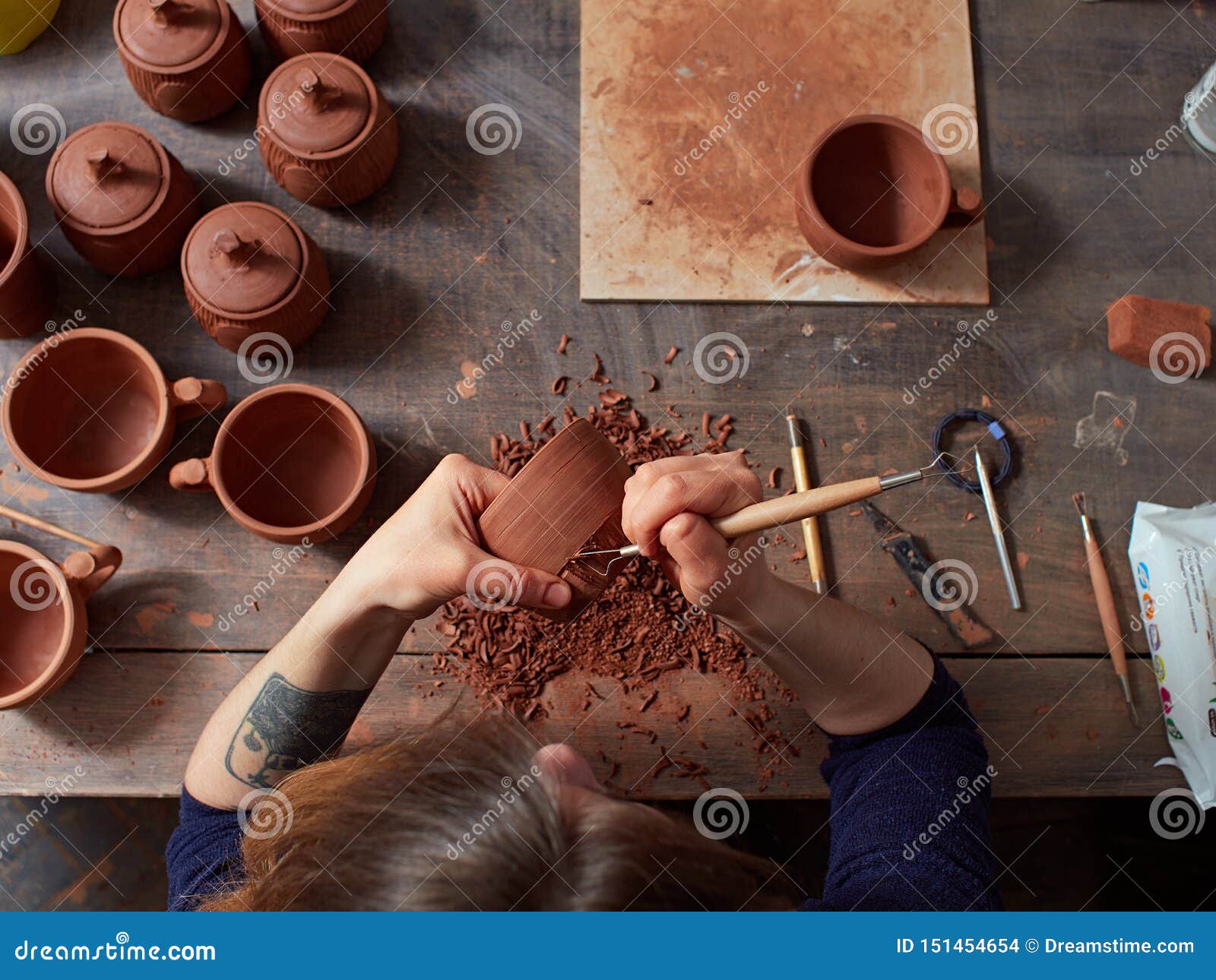 Potter at work stock photo. Image of ceramic, handmade - 151454654