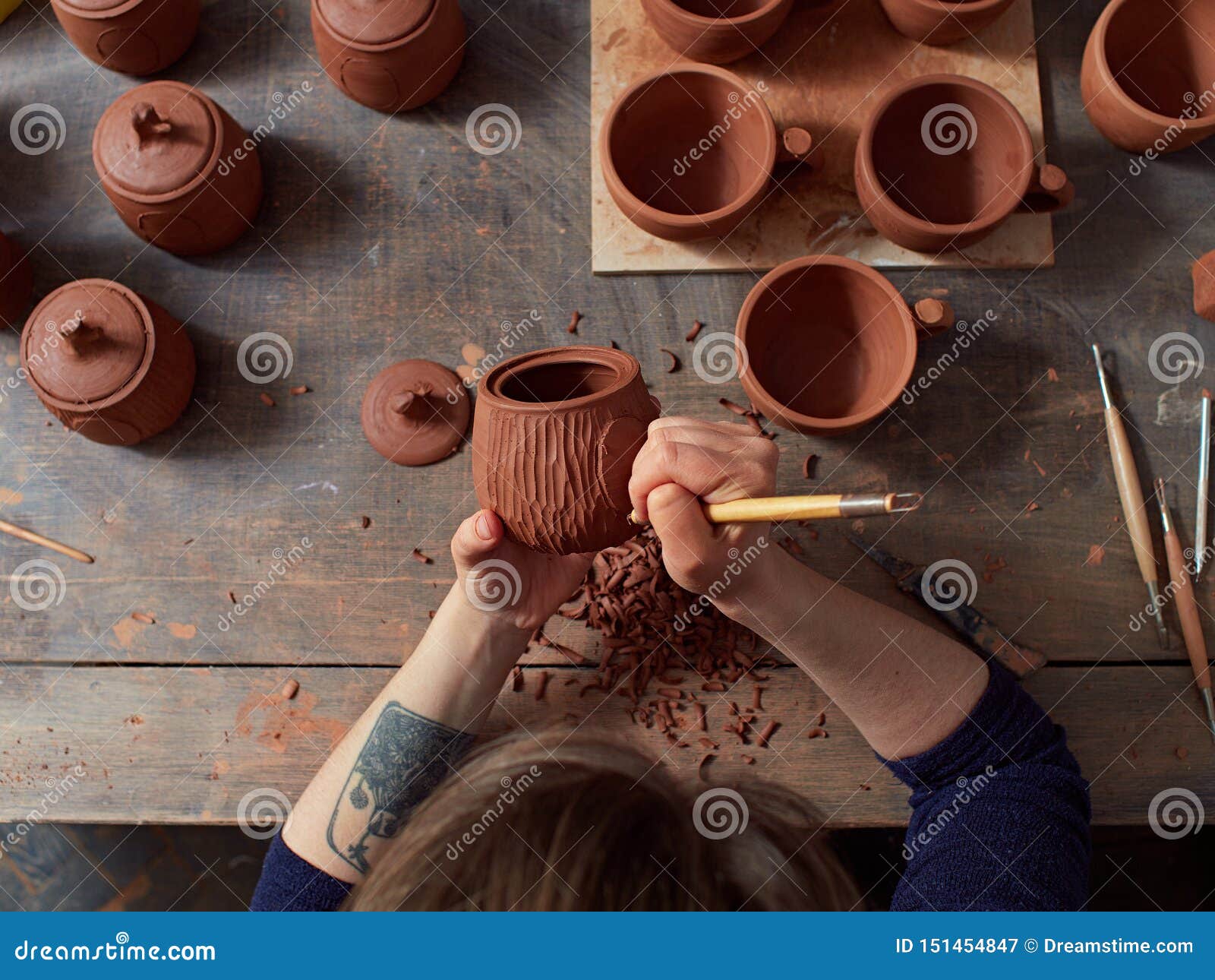 Potter at work stock image. Image of handmade, material - 151454847