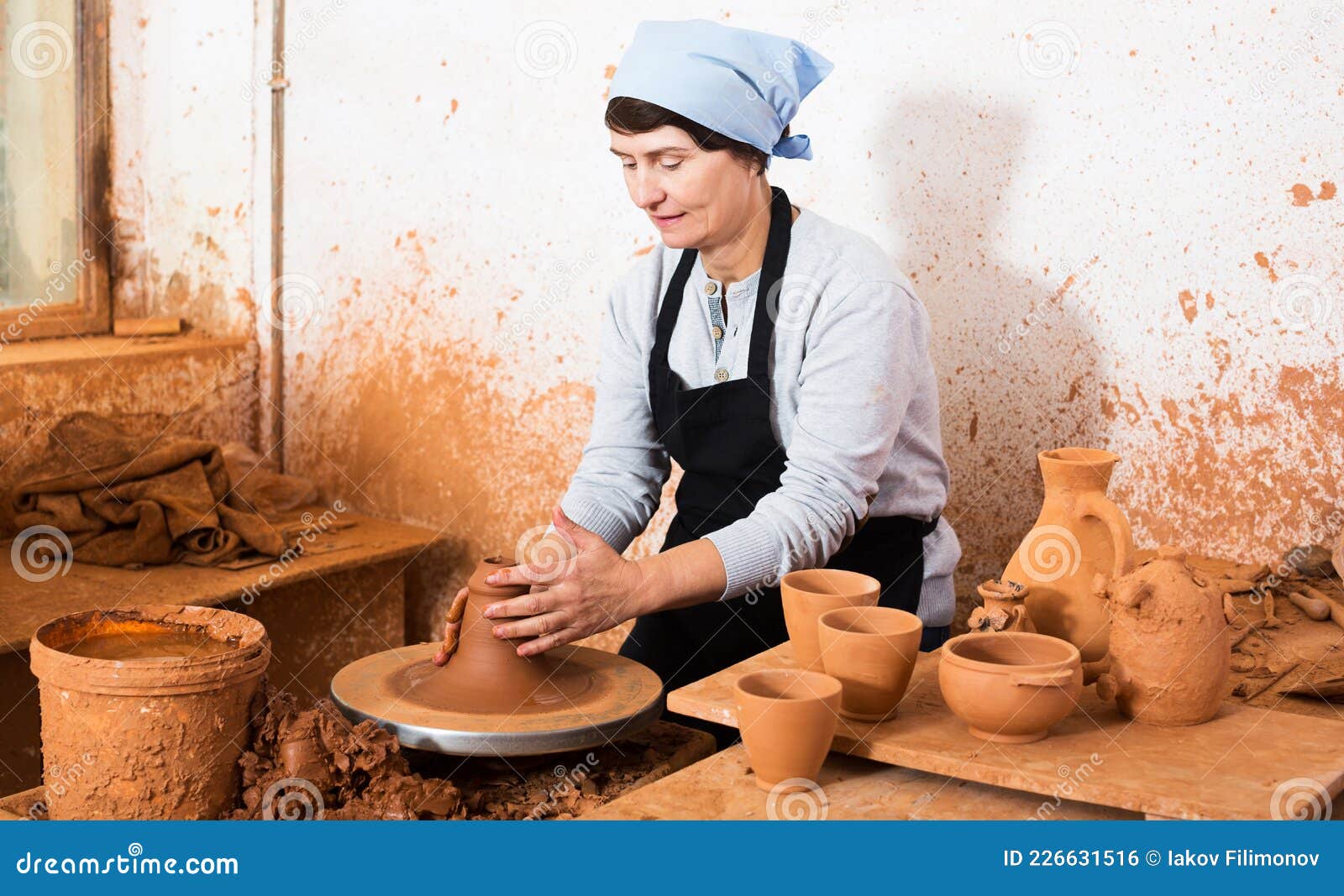 Potter at work stock photo. Image of pottery, clayware - 226631516