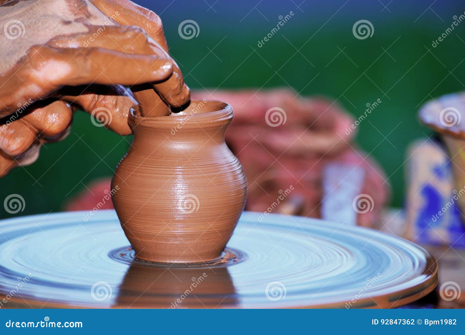Potter at work. stock photo. Image of potter, artisan - 92847362