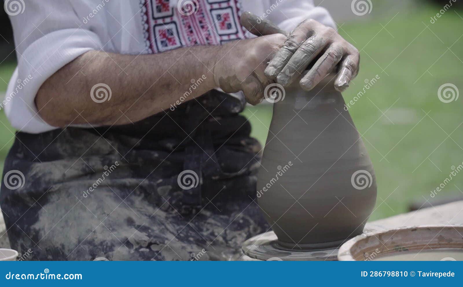 Potter Working on Clay Pitcher Stock Footage - Video of container ...