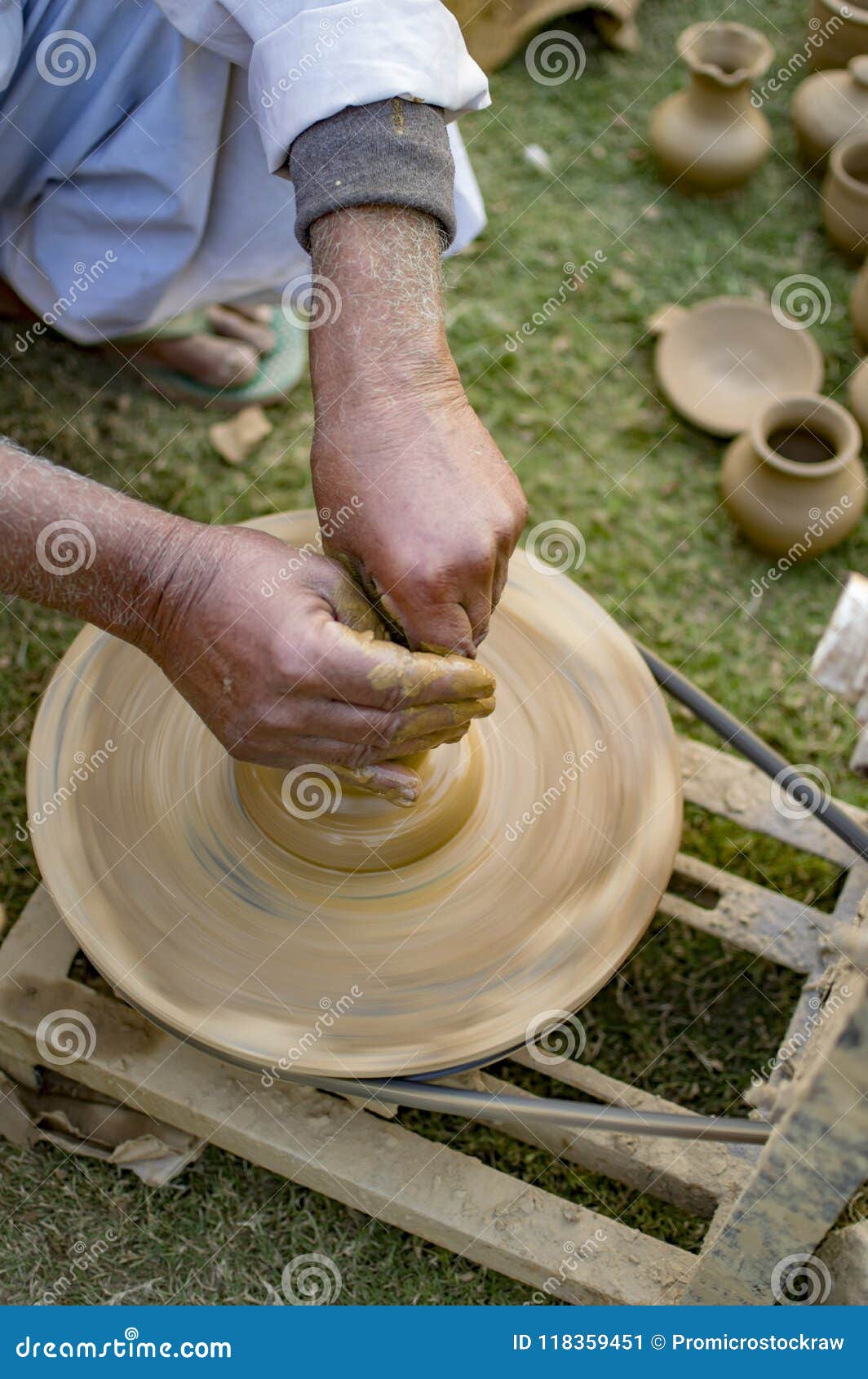 Potter Working with Mud and Spinning Stock Image - Image of form ...