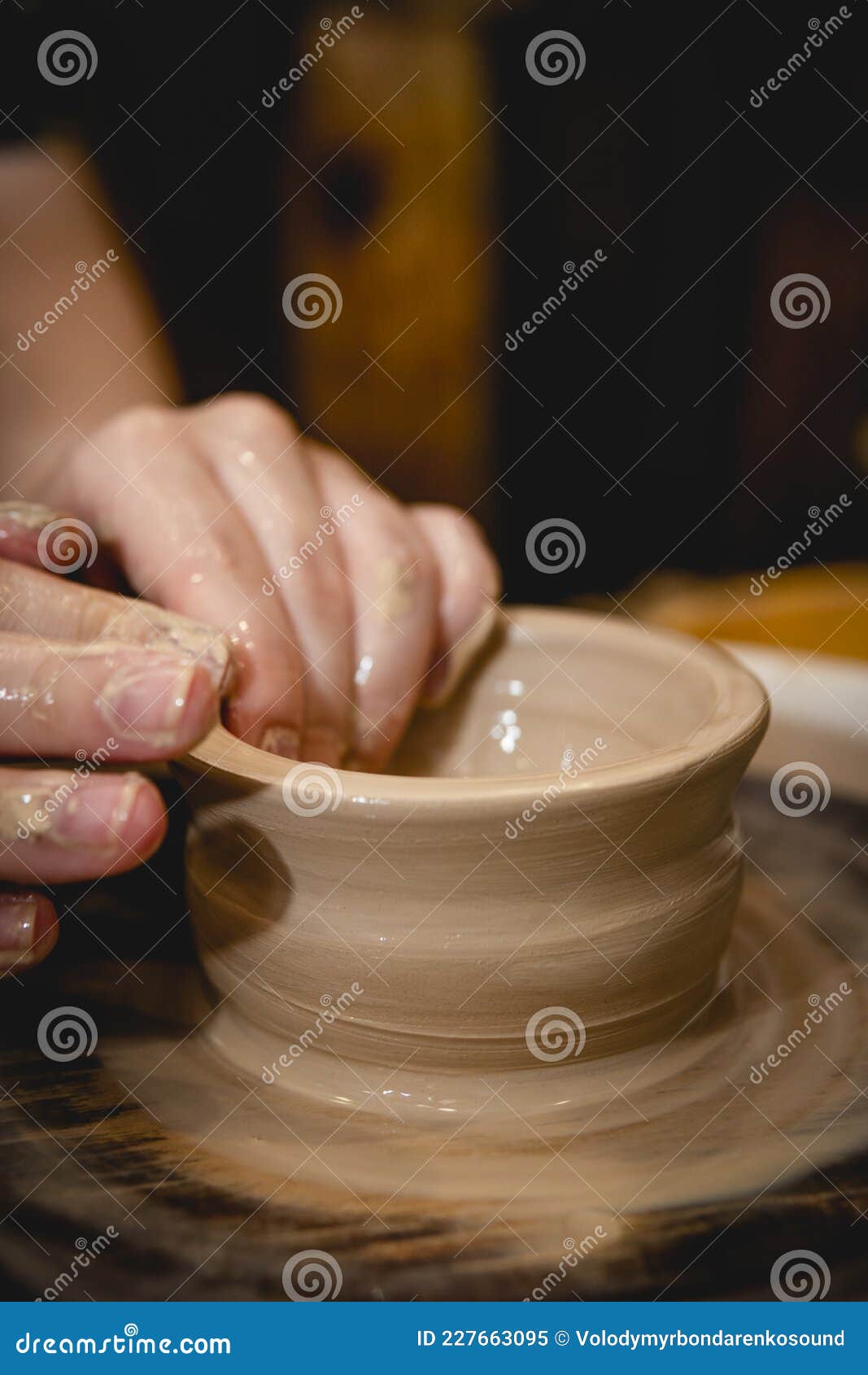 Potter Working on Potters Wheel with Clay Stock Image - Image of potter ...