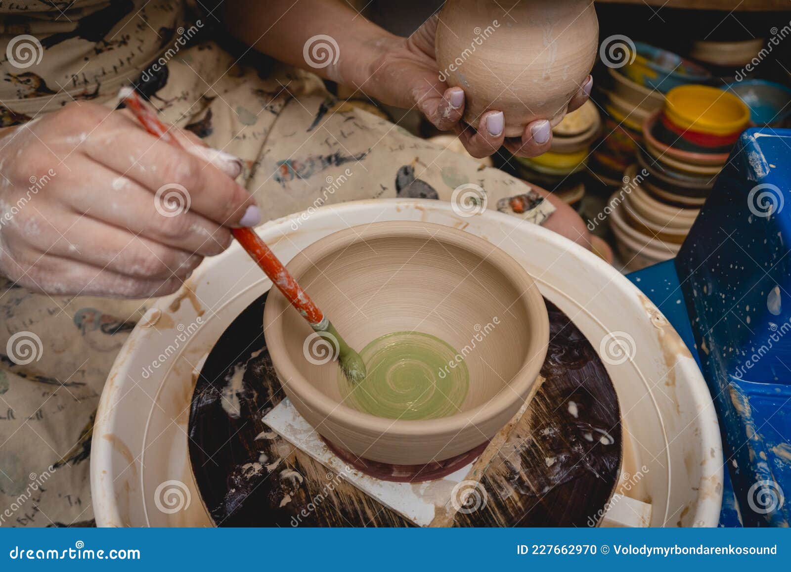 Potter Working on Potters Wheel with Clay Stock Photo - Image of making ...