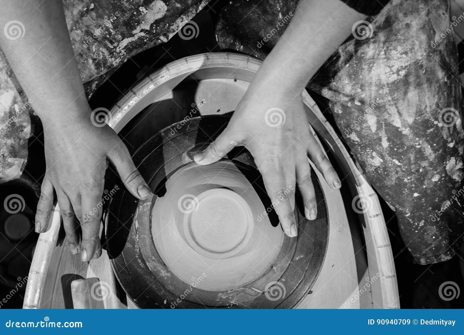 Potter Works with Clay Top View Stock Image - Image of handmade, clay ...