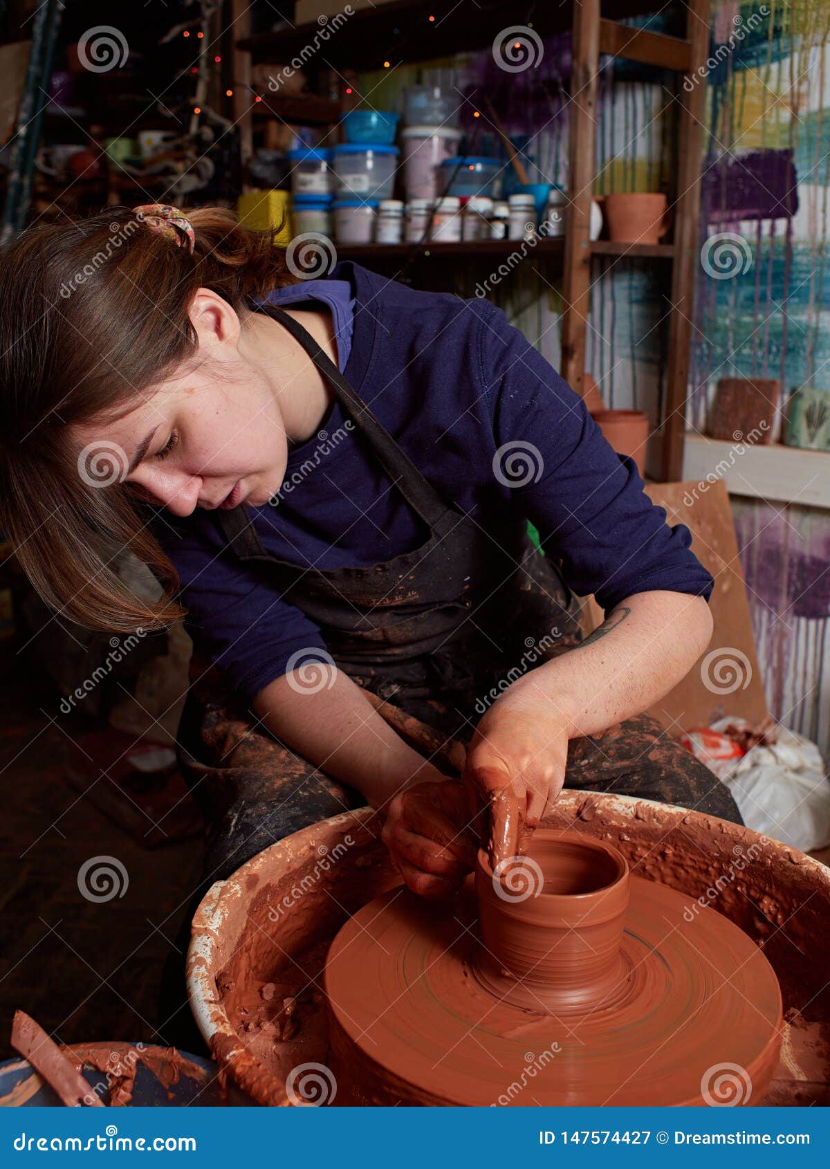 The Potter Works in the Main Workshop. Stock Image - Image of handmade ...