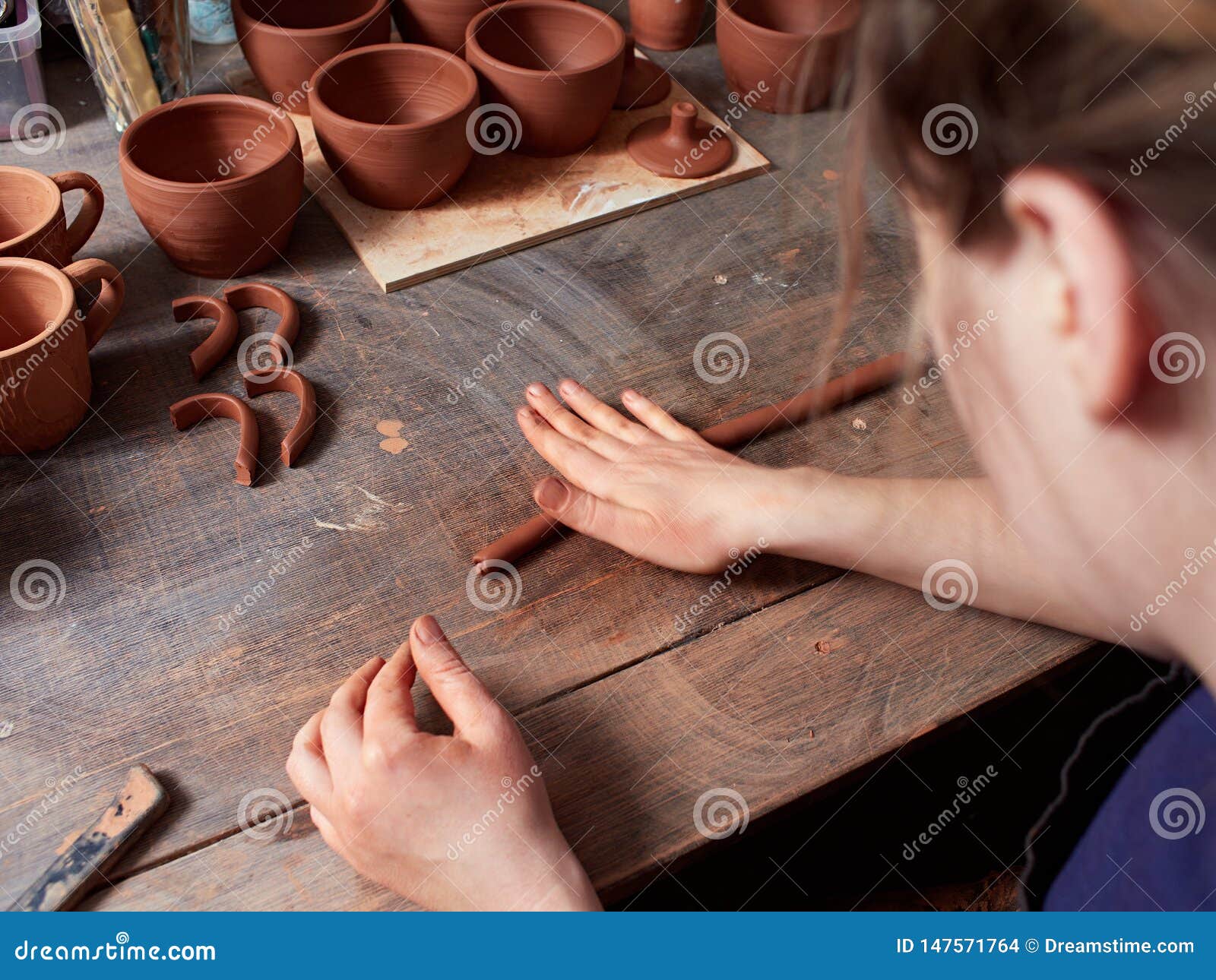 The Potter Works in the Main Workshop. Stock Photo - Image of clay ...