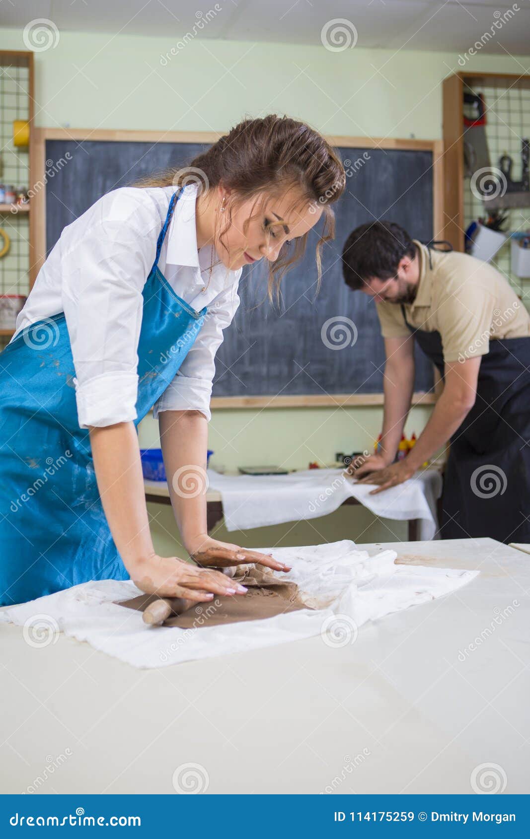 Pottering and Clay Making Process Concepts. Two Professional Clay ...