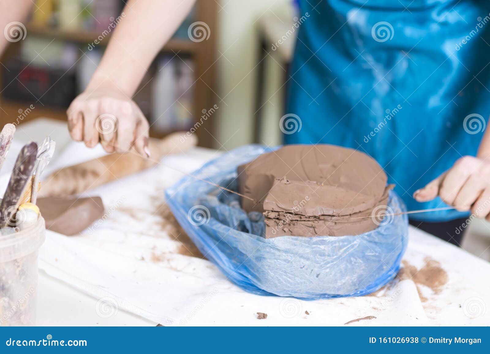 Pottering Concept. Closeup of Hands of Professional Female Ceramist ...