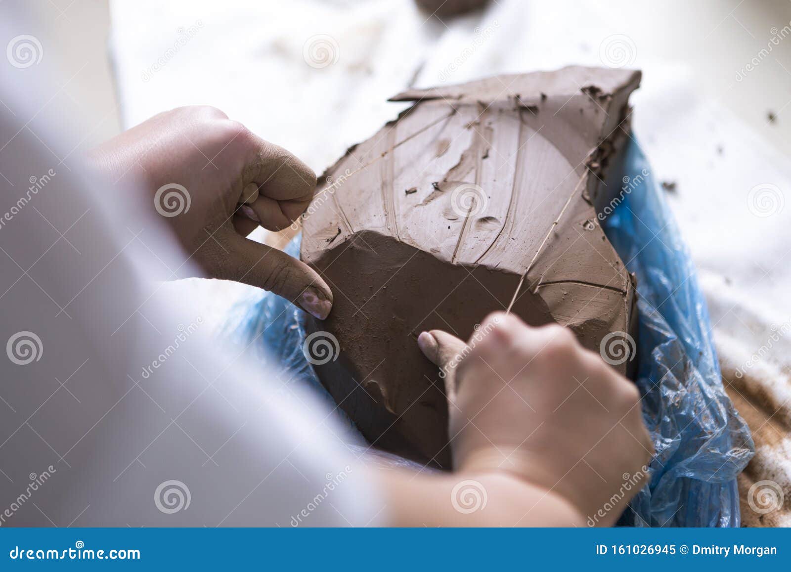 Pottering Concept. Hands of Professional Ceramist during a Process of ...