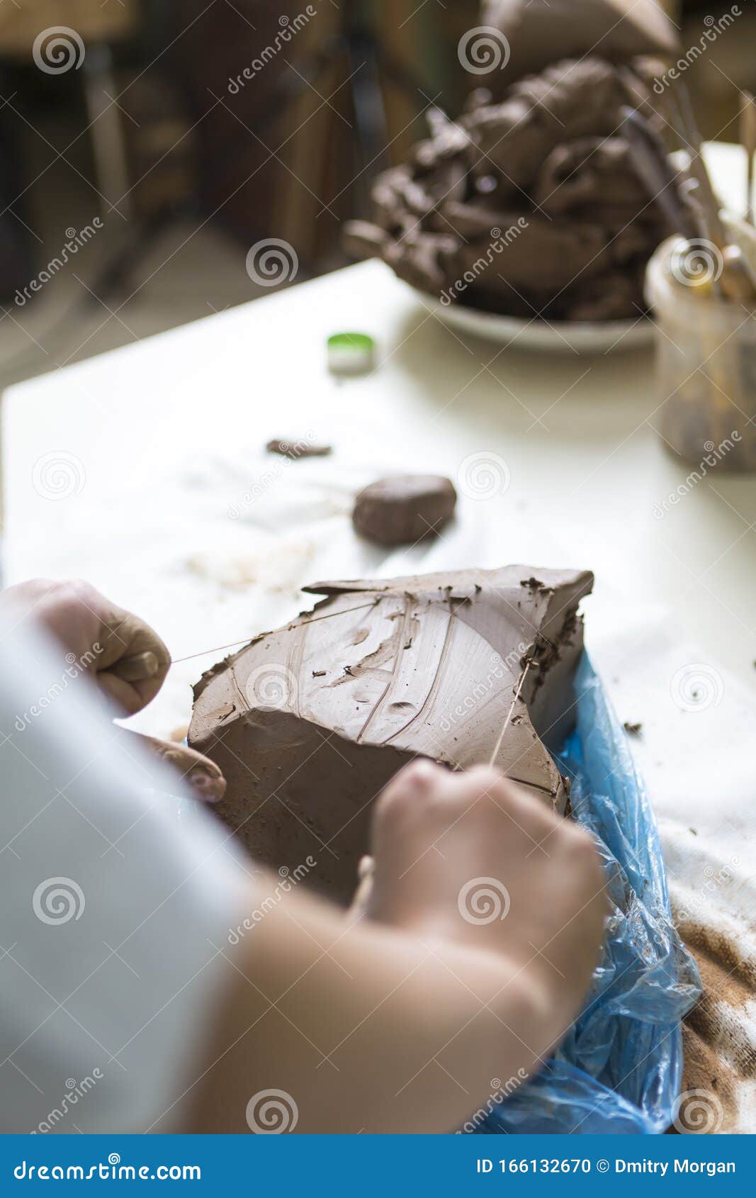 Pottering Concept. Hands of Professional Ceramist during a Process of ...