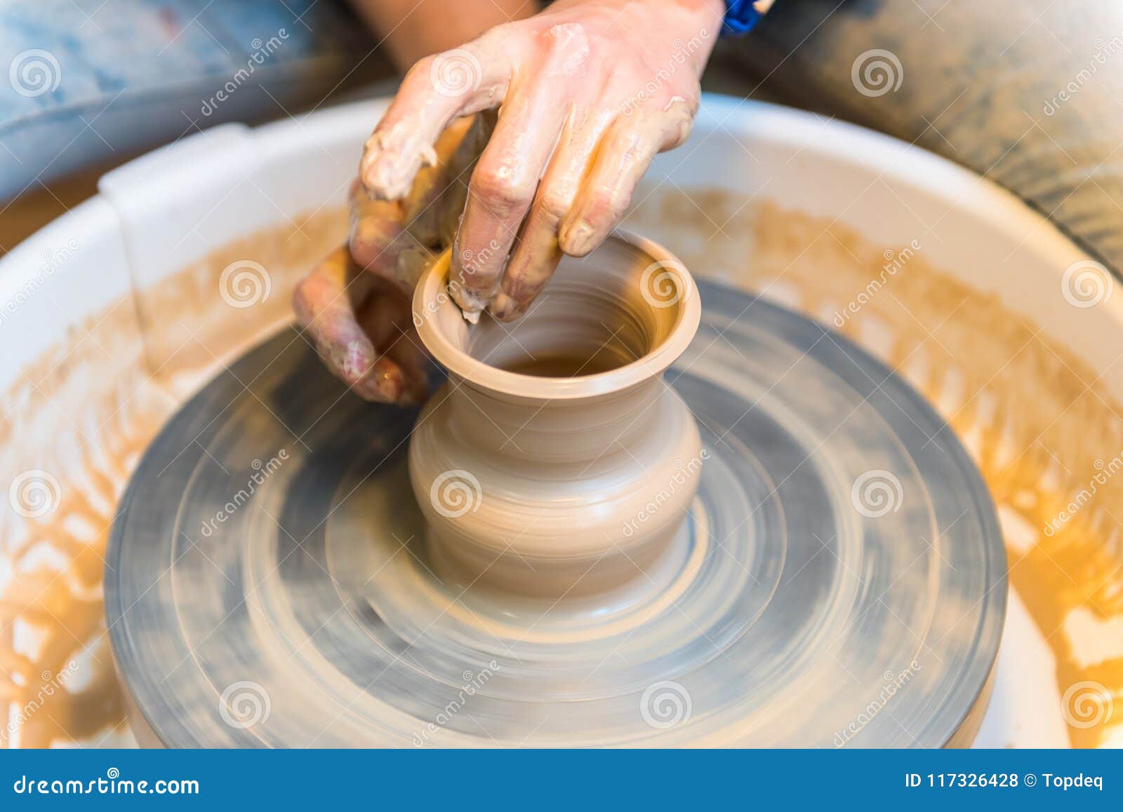 Pottering And Clay Making Concepts. Happy Smiling Female Profess ...