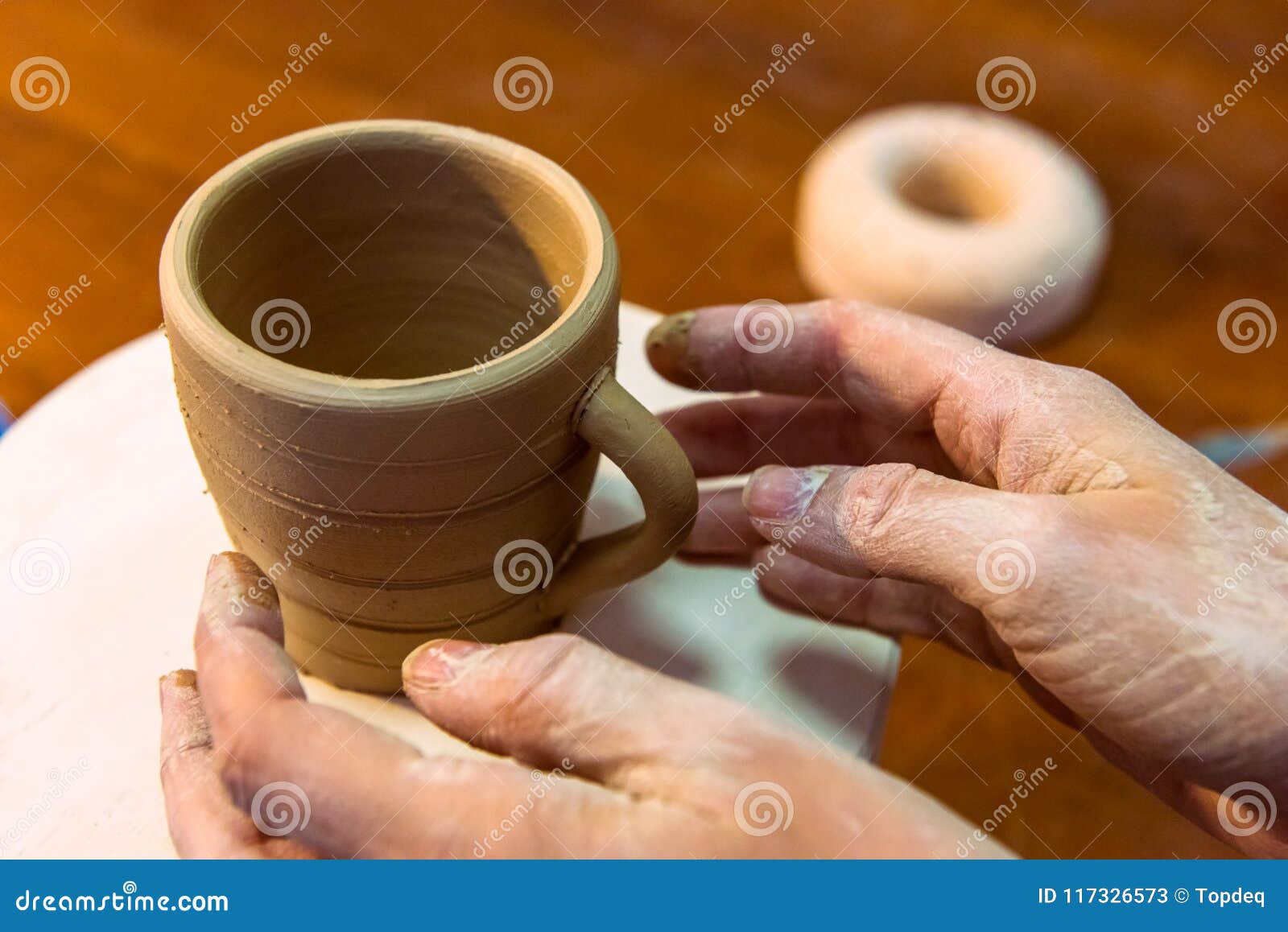 Pottering - Creating a Clay Cup in Process Stock Image - Image of ...