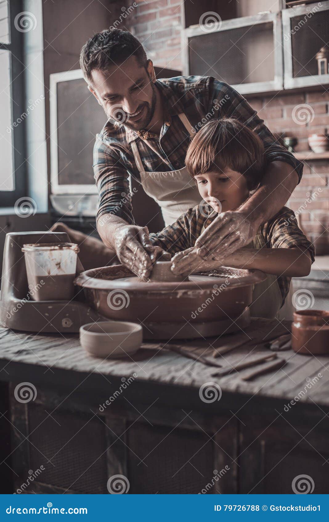 Pottering with father. stock photo. Image of place, expertise - 79726788