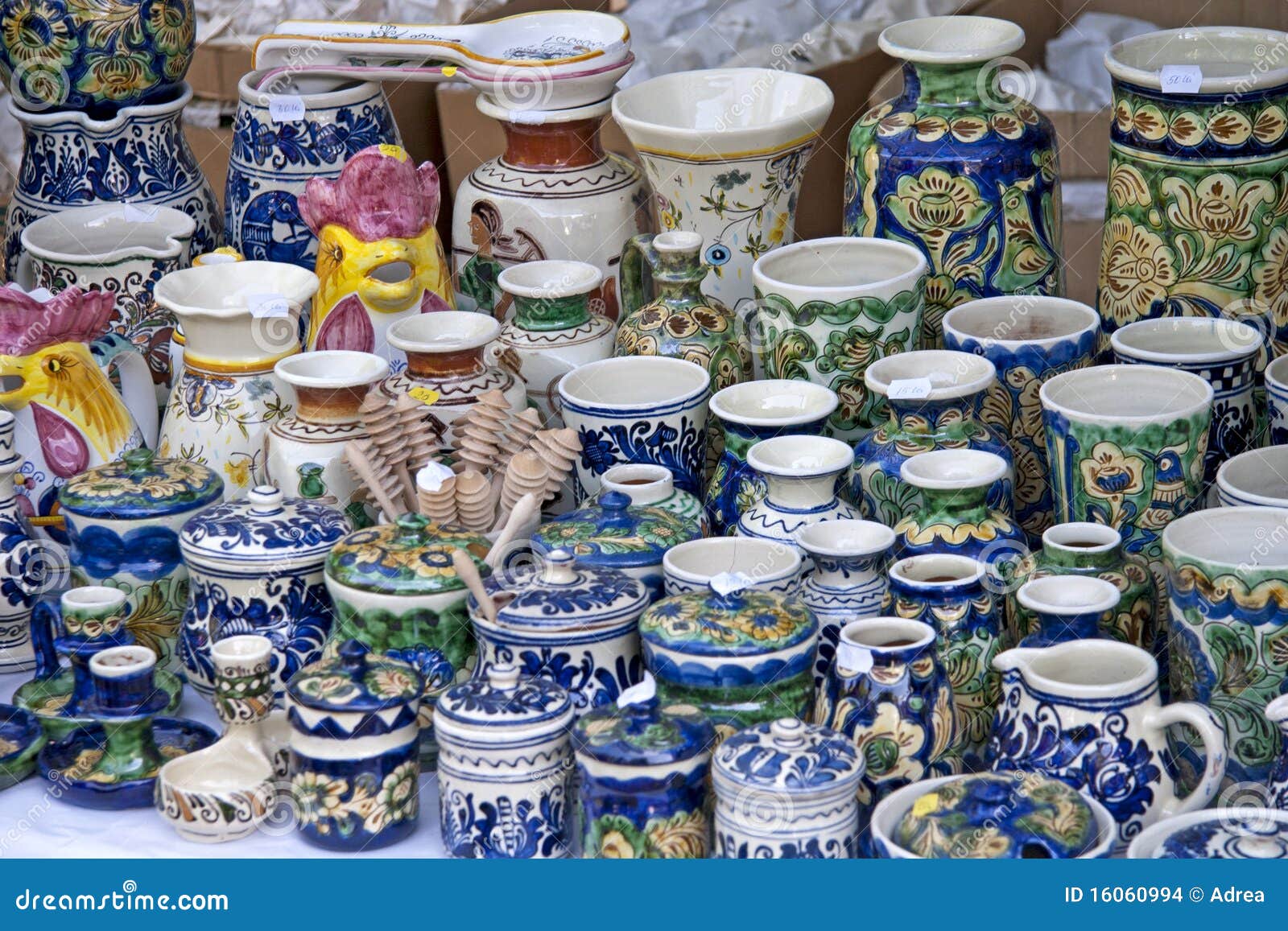 Handmade Pottery Urns and Pots with Different Painting Stiles Stock ...