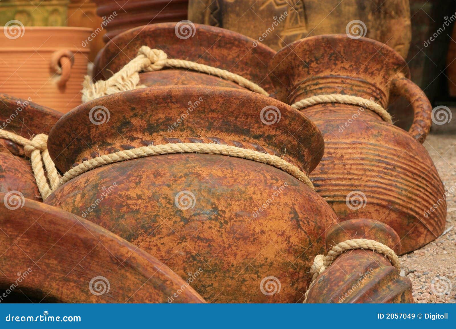 Pottery Background with Rope Ties Stock Image - Image of close ...