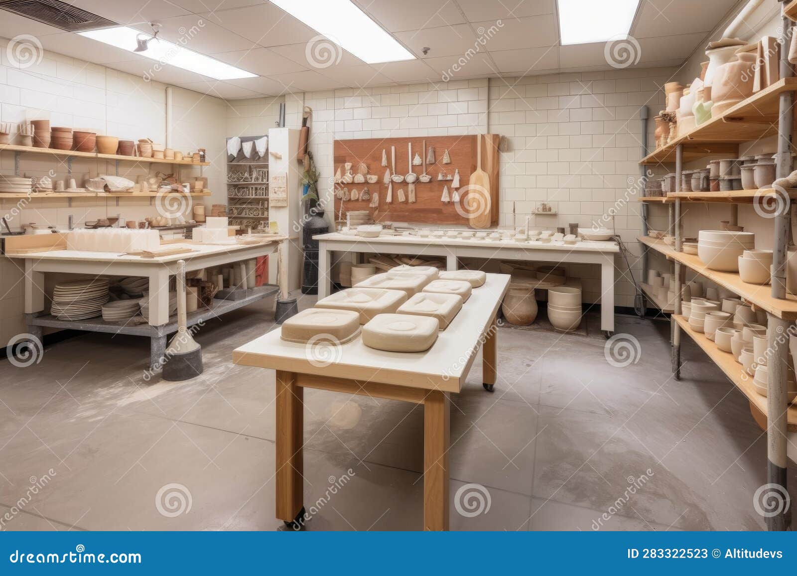 Pottery and Ceramics Studio with Kiln, Tools, and Finished Pieces Stock ...
