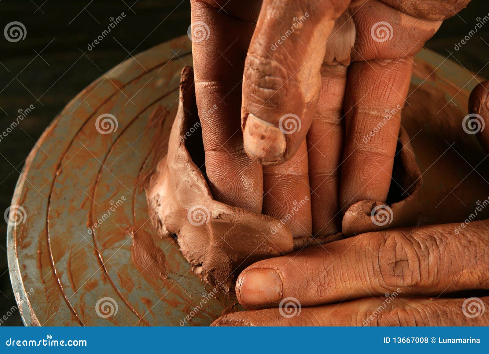 Pottery Craftmanship Clay Pottery Hands Work Stock Photo - Image of ...