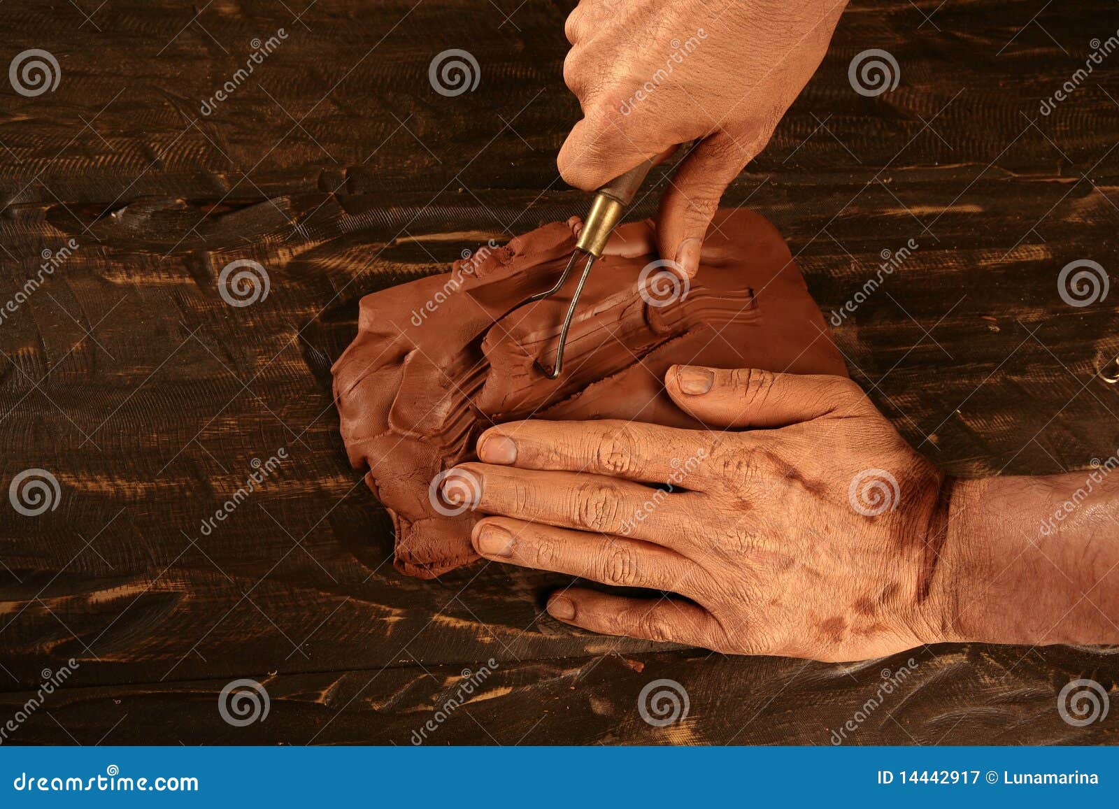 Pottery Craftmanship Potter Hands Work Clay Stock Image - Image of ...