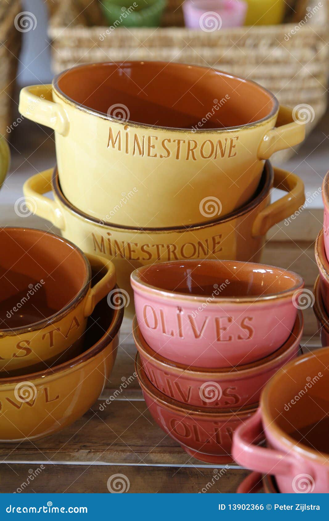 Pottery in Different Colors and Shapes Stock Photo - Image of table ...