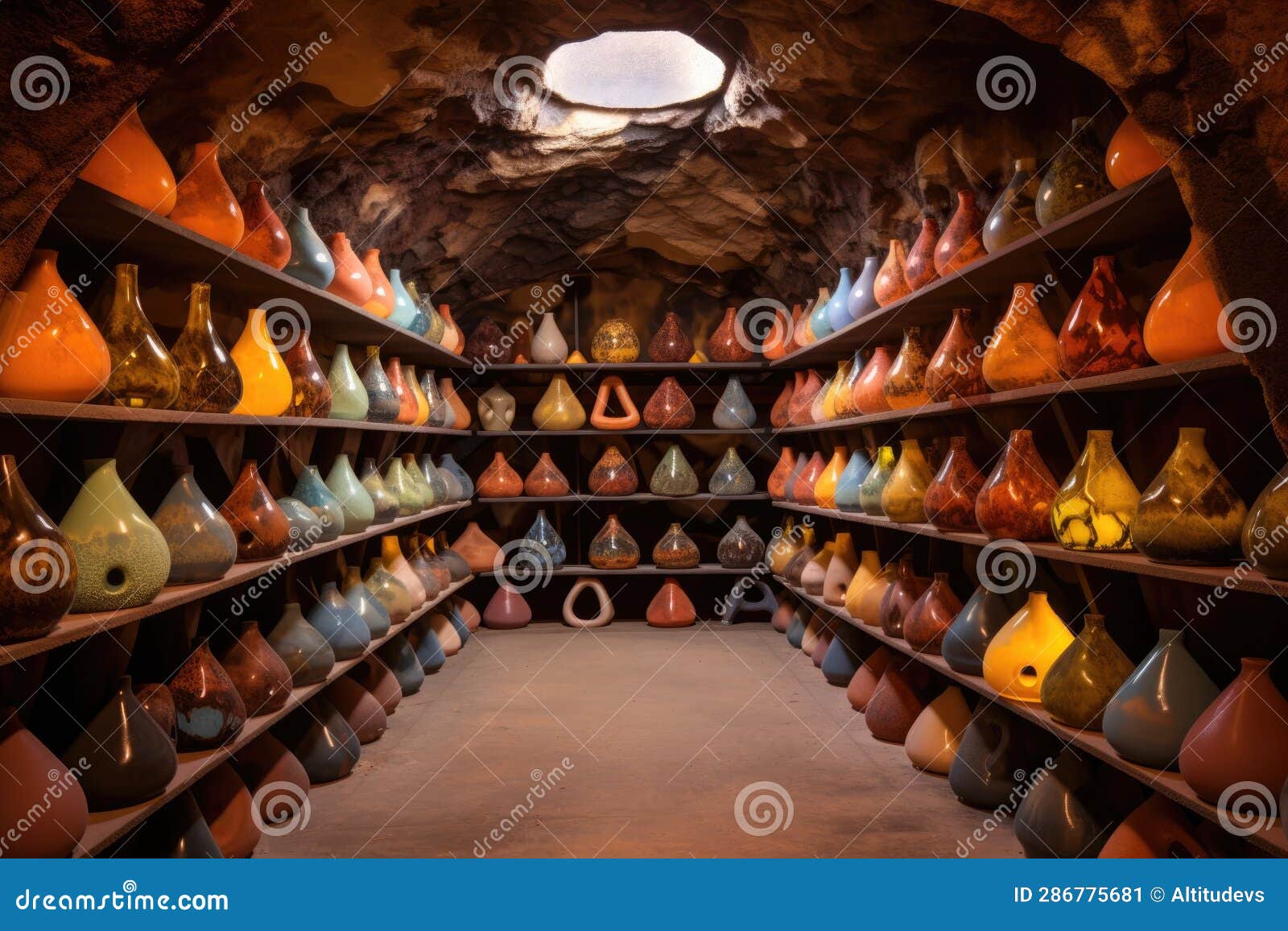 Pottery Kiln with Colorful Glazed Ceramics Inside Stock Image - Image ...