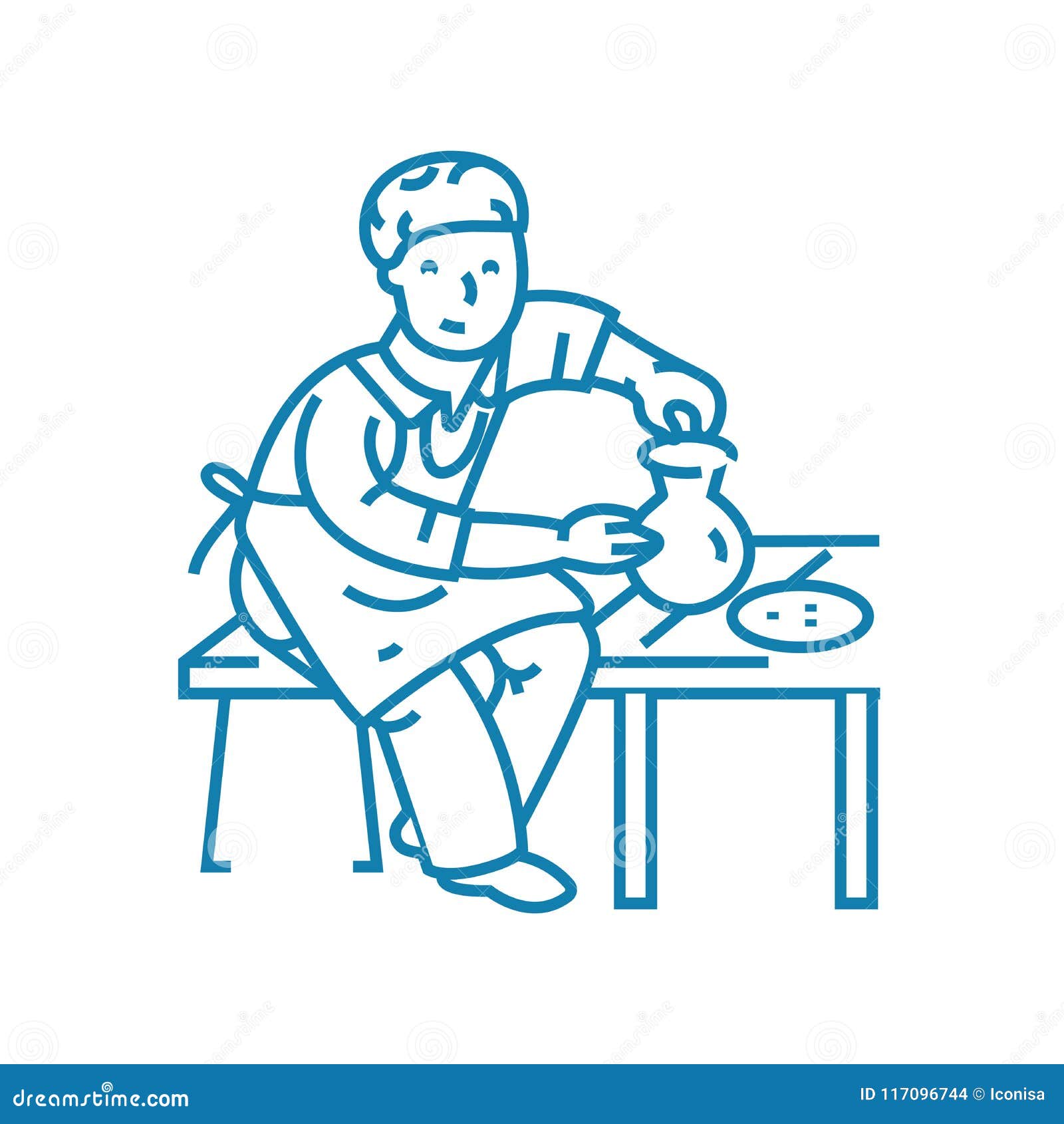 Pottery Line Vector Icons And Signs. Clay, Pot, Vase, Kiln, Molding ...