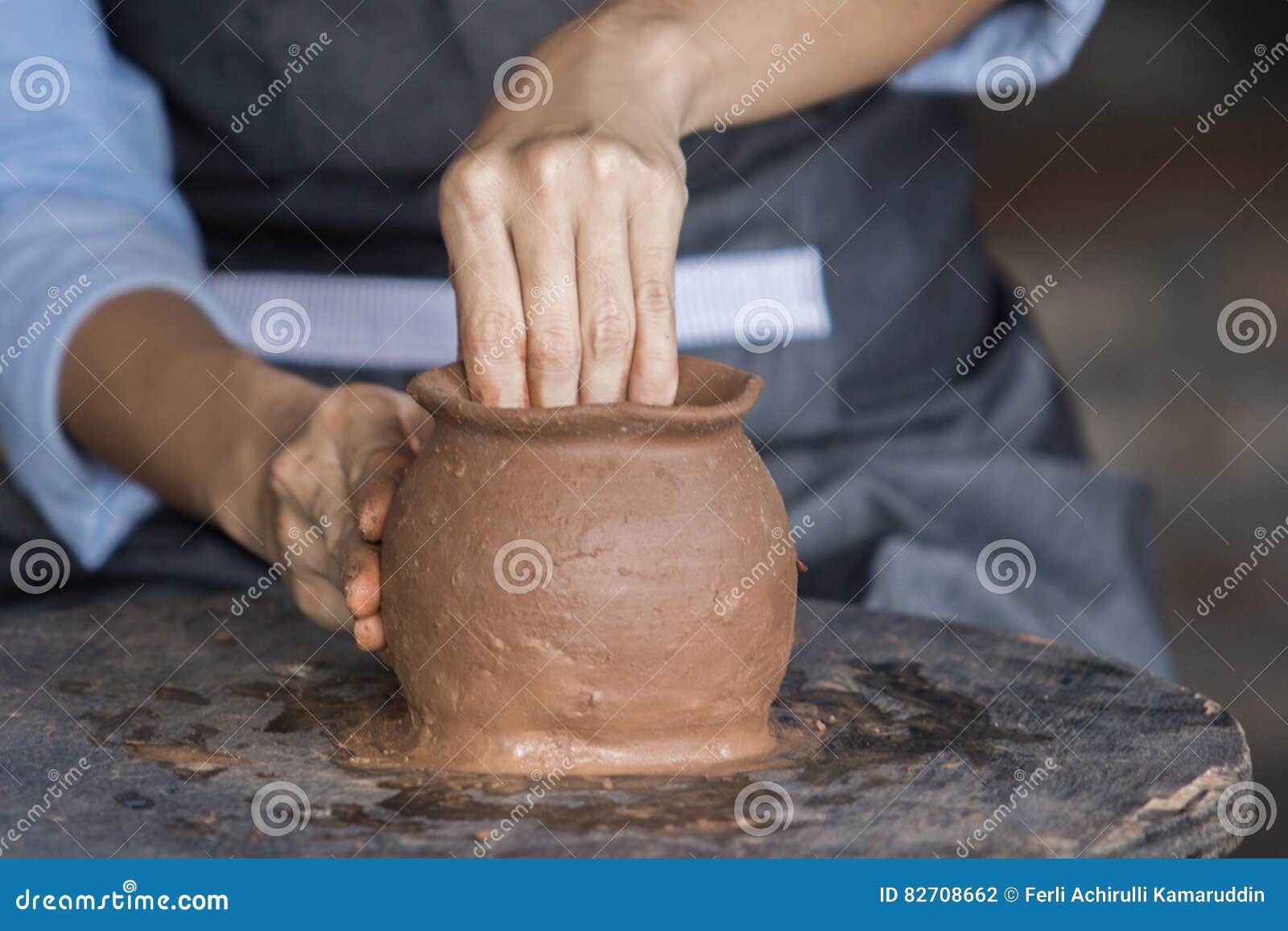 Pottery Making. Hand Transforming Clay Close Up Stock Photo - Image of ...