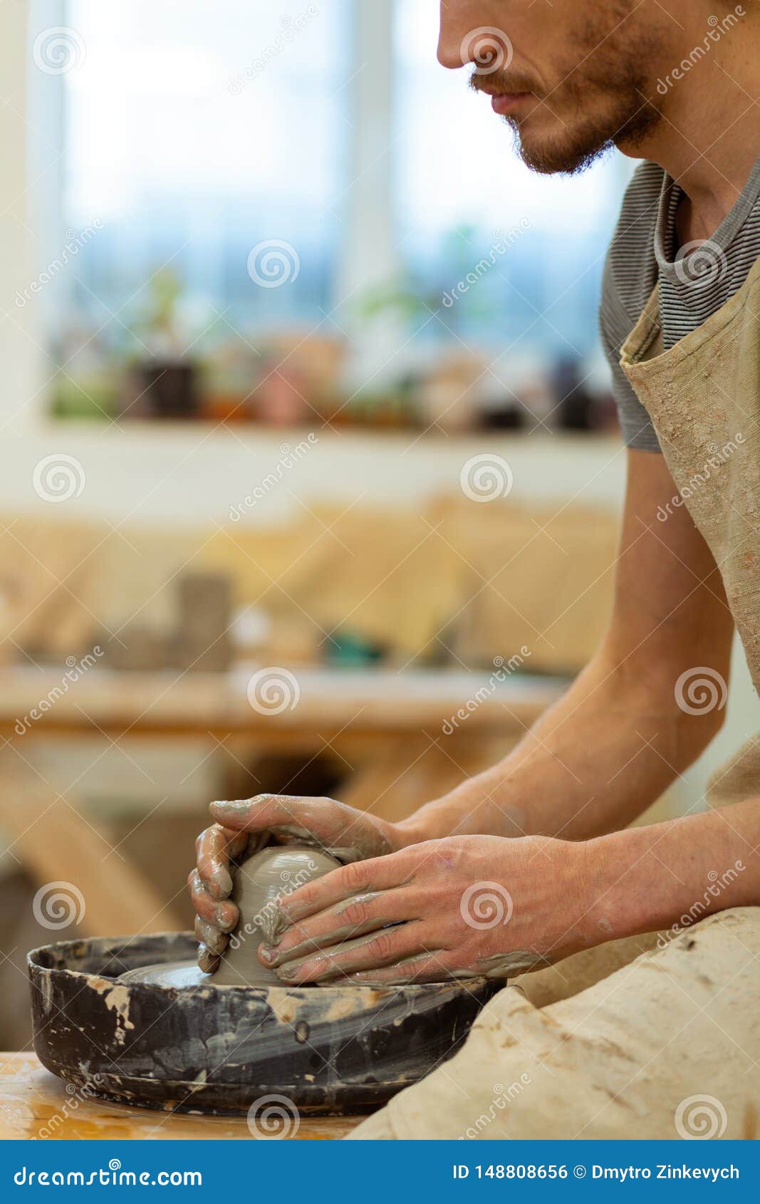 Serious Bearded Master Showing His Skills in Pottery Stock Photo ...