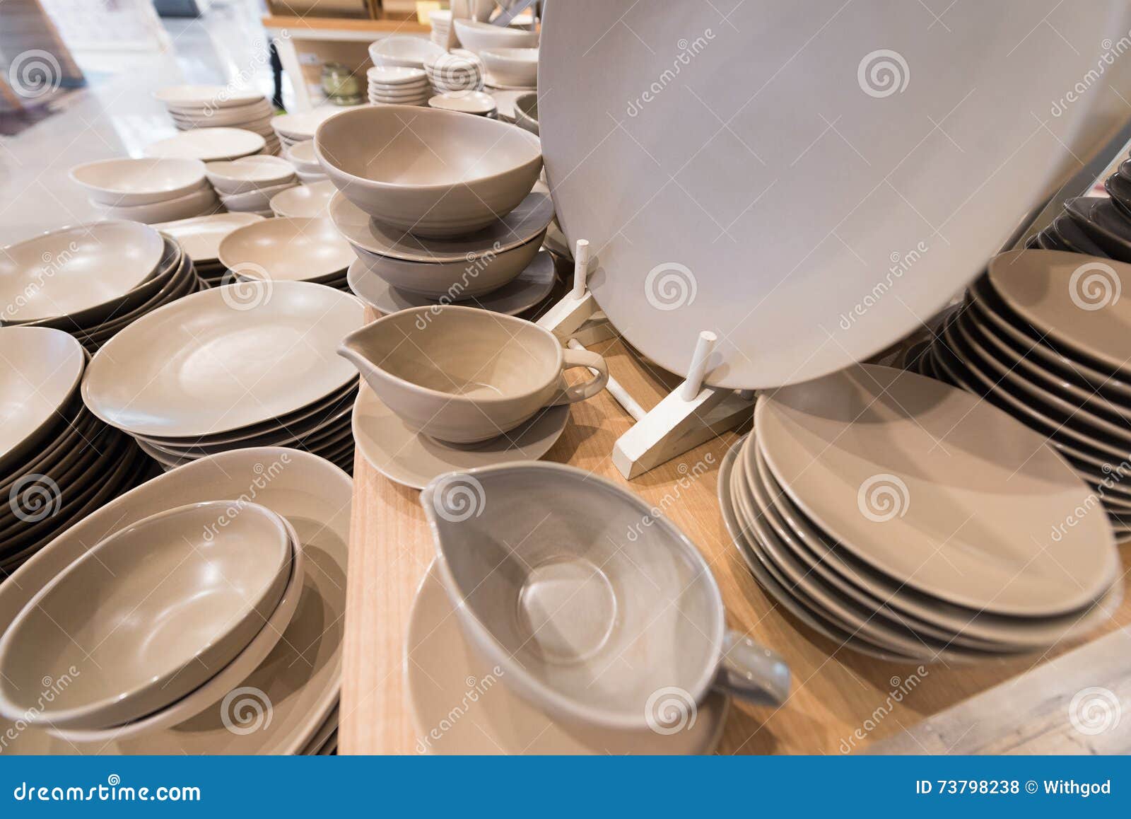 Pottery of Natural Colors and Plain Design Stock Photo - Image of cups ...