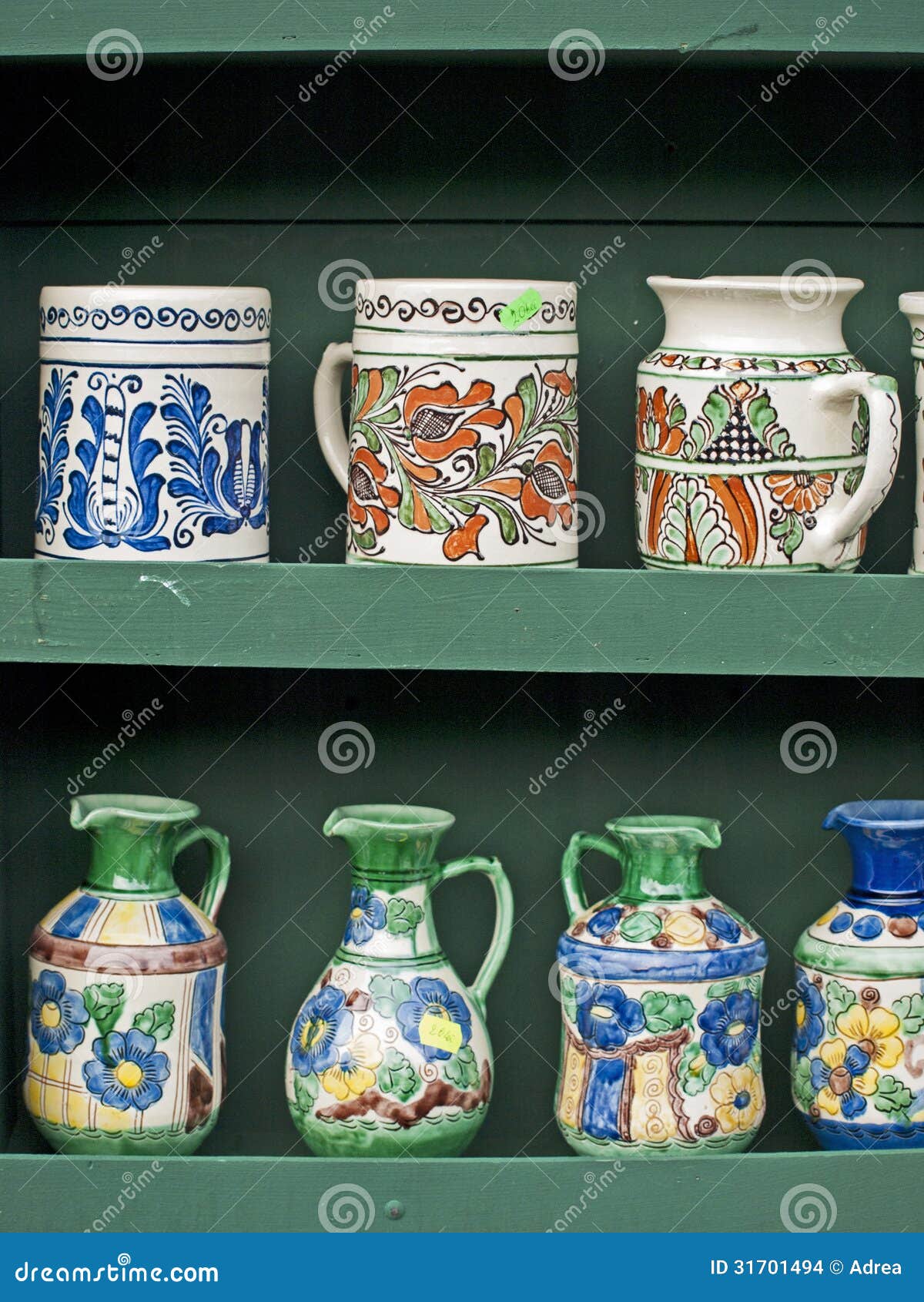 Handmade Pottery Mugs in a Stall Stock Photo - Image of urns, grow ...