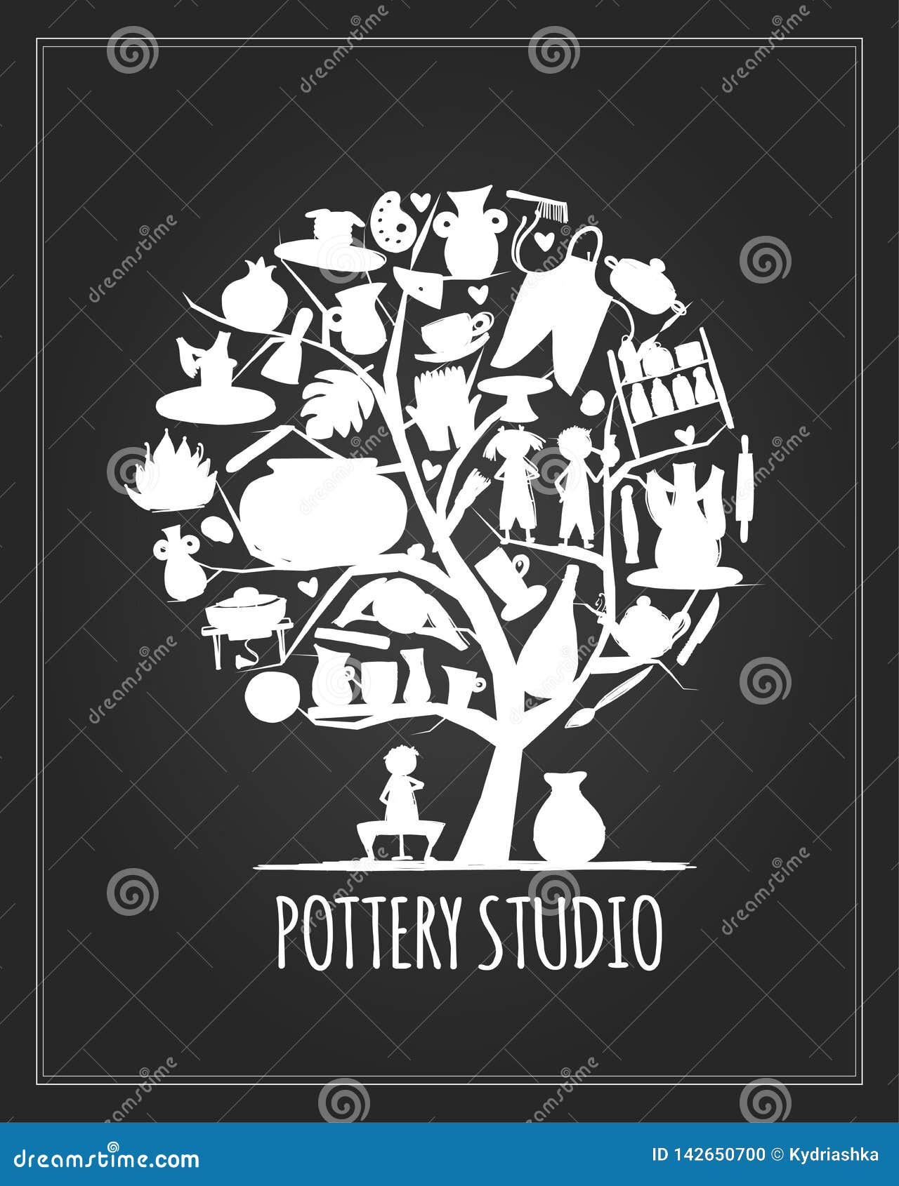Pottery Studio Banner, Art Tree for Your Design Stock Vector ...