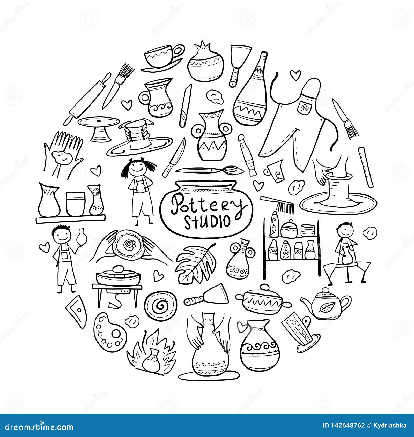 Pottery Studio, Coloring Background For Your Design Vector Illustration ...