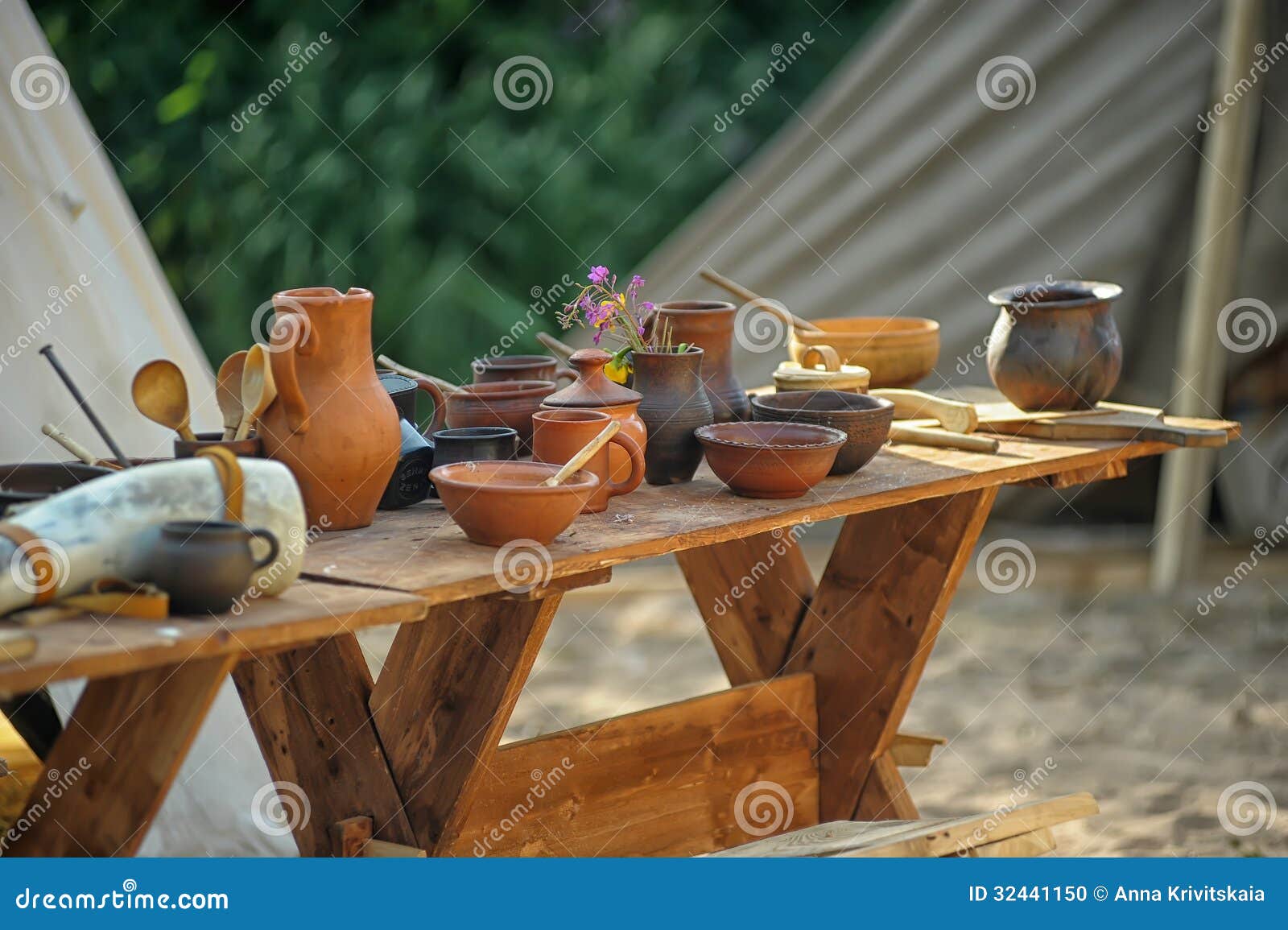 Pottery on the table stock photo. Image of craft, natural - 32441150