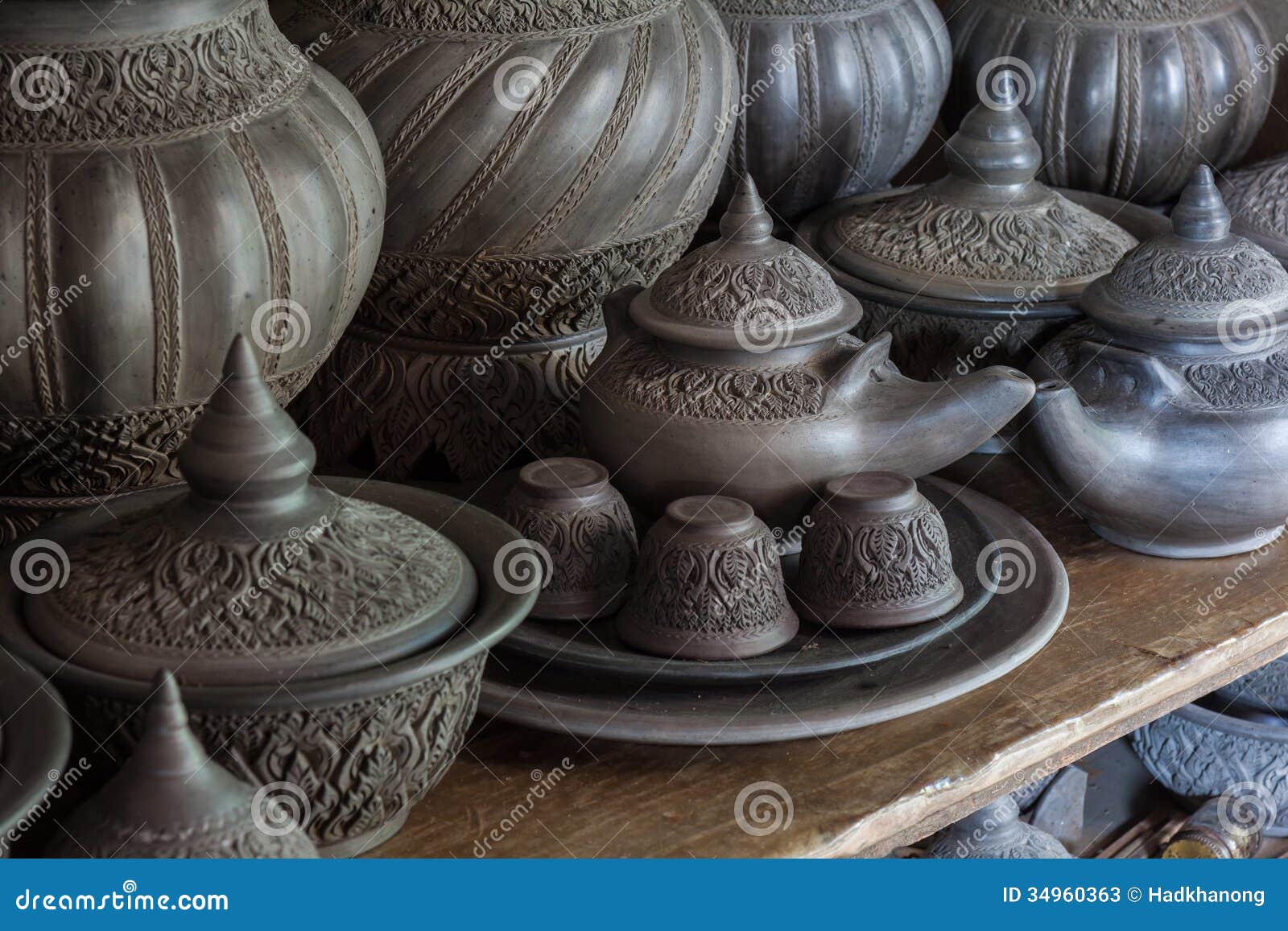 Pottery with thai pattern stock image. Image of thai - 34960363