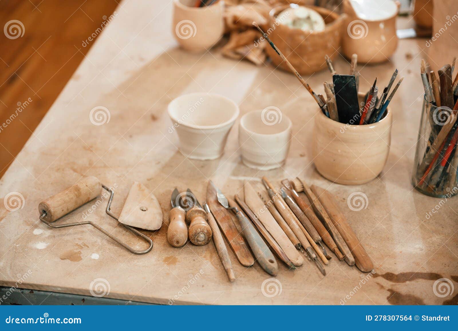 Pottery Tools. Close Up View of the Table with Instruments Stock Photo ...