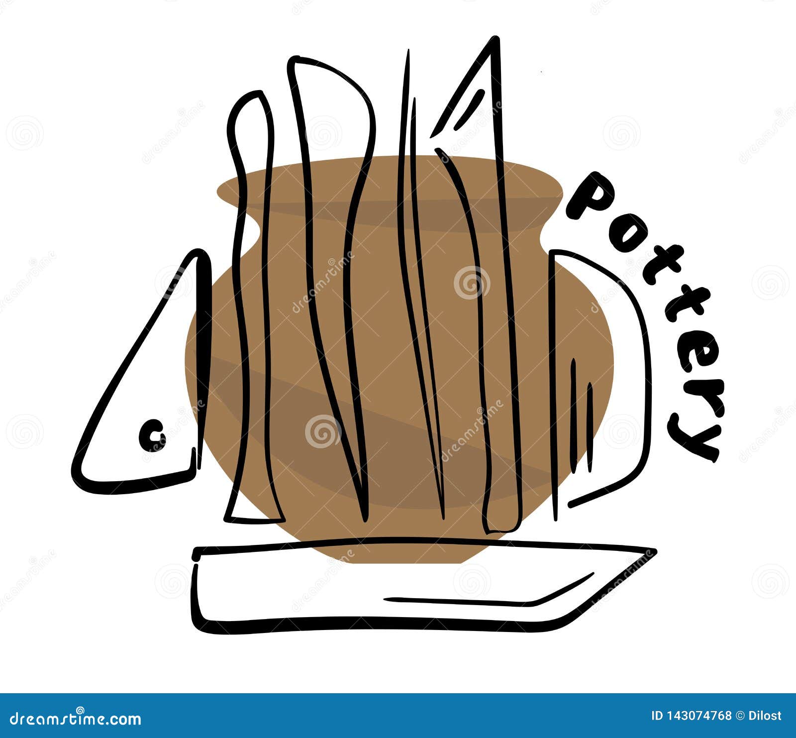 Pottery Tools, Vector Illustration Used Modern Lettering and Drawing ...