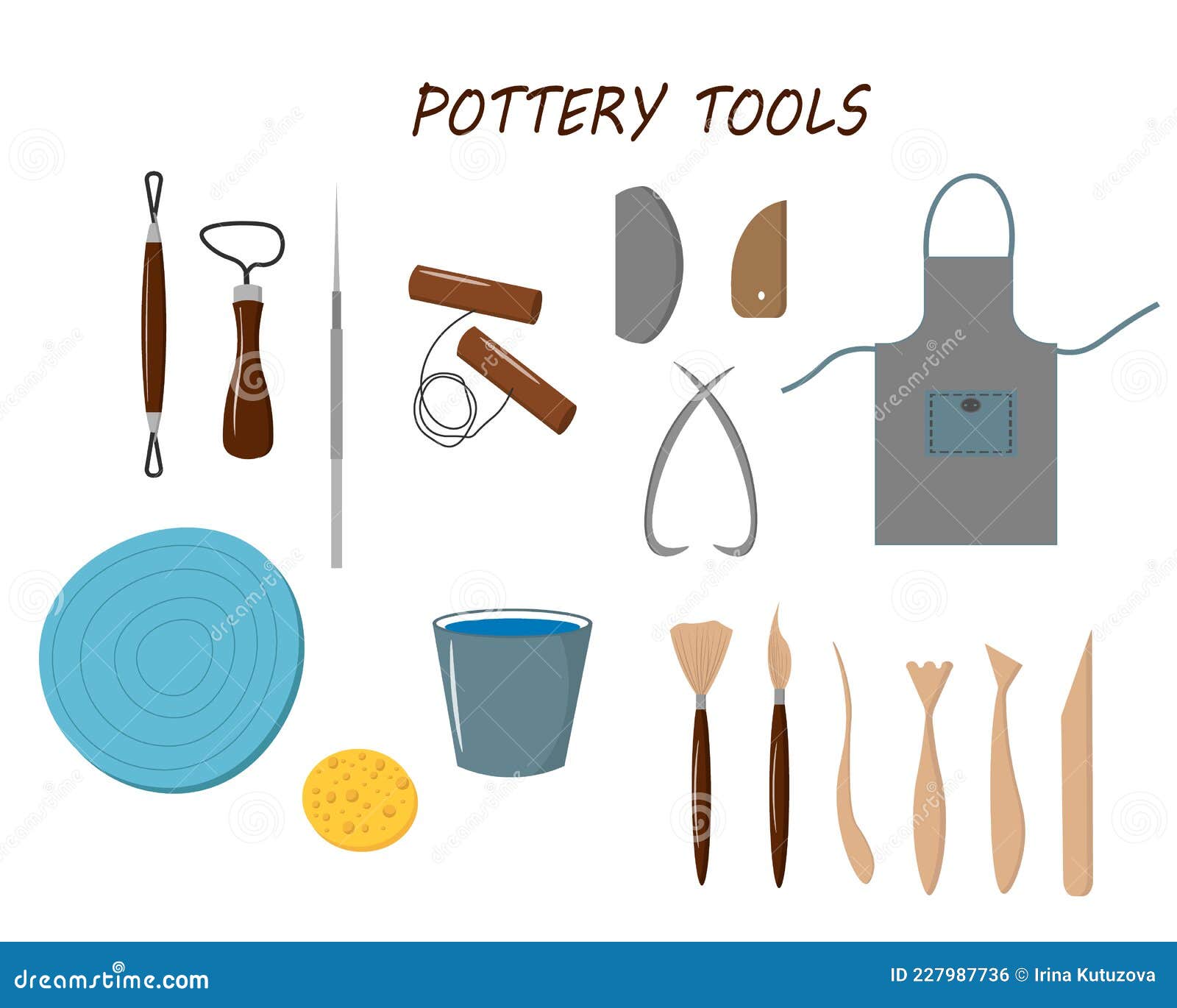Pottery Tools, Vector Illustration Used Modern Lettering And Drawing ...