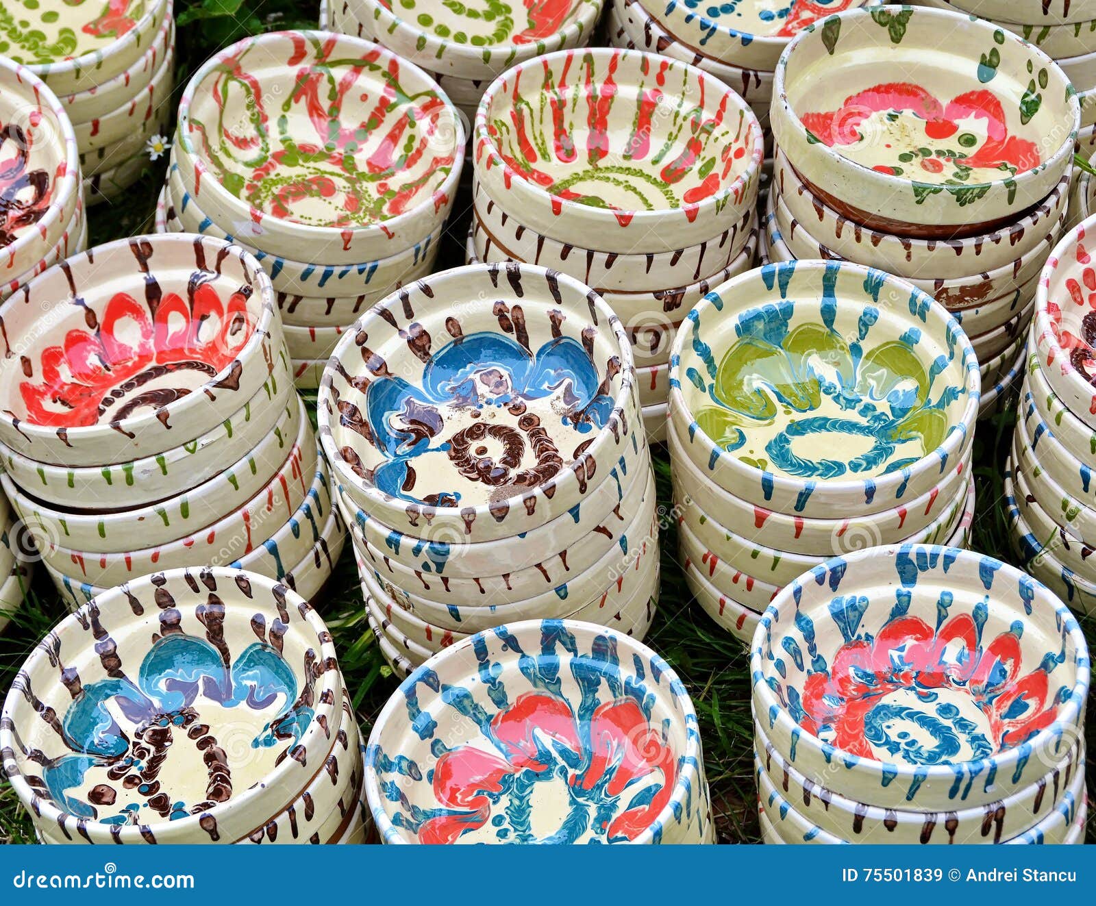 Ceramic Traditional Colored Pottery, Romania Stock Image - Image of ...