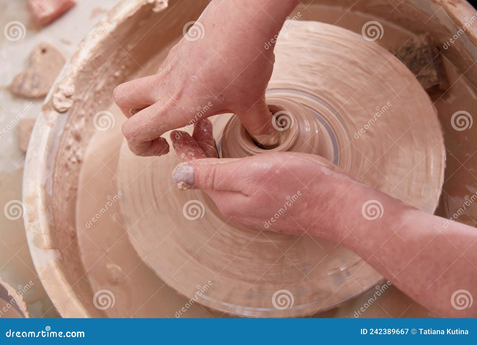 Pottery Wheel Dot Female Hand Sculpt Bowl Stock Image - Image of clay ...