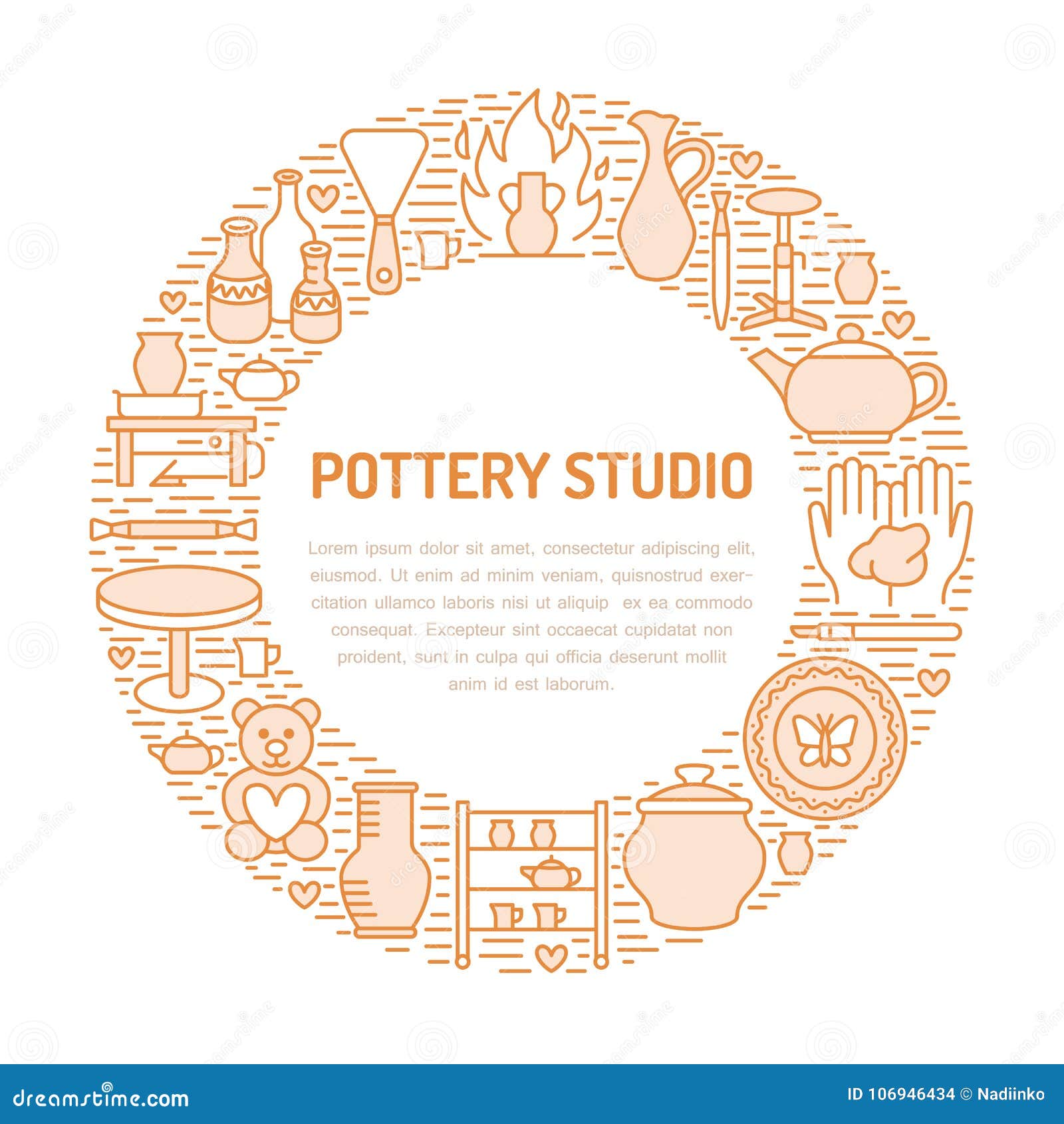 Pottery Workshop, Ceramics Classes Banner Illustration. Vector Line ...