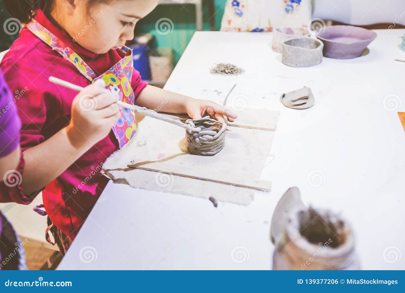 Pottery Workshop for Children Stock Photo - Image of hands, lesson ...