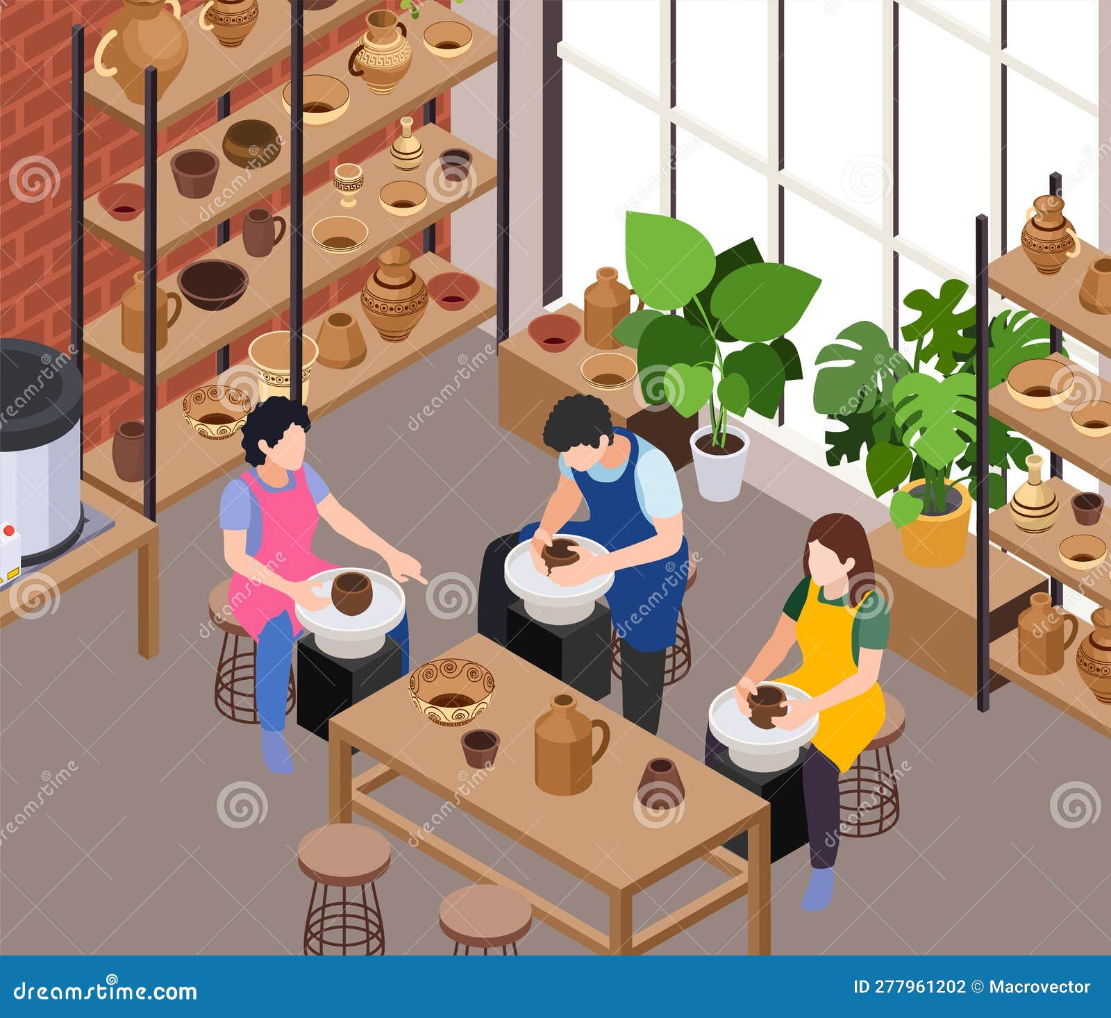 Pottery Workshop Isometric Composition Stock Vector - Illustration of ...